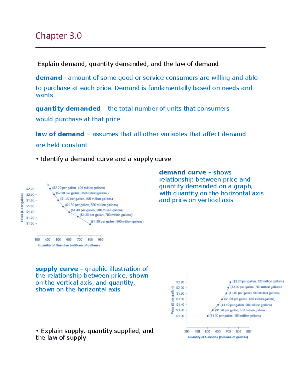 Chap 3 - chapter 3 - Chapter 3 Explain demand, quantity demanded, and ...