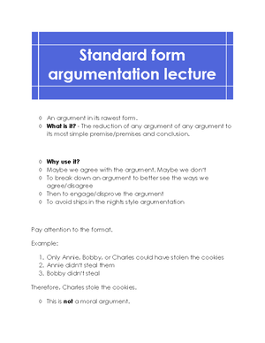 Representing arguments in standard form - Representing arguments in standard form CH 4 Standard ...