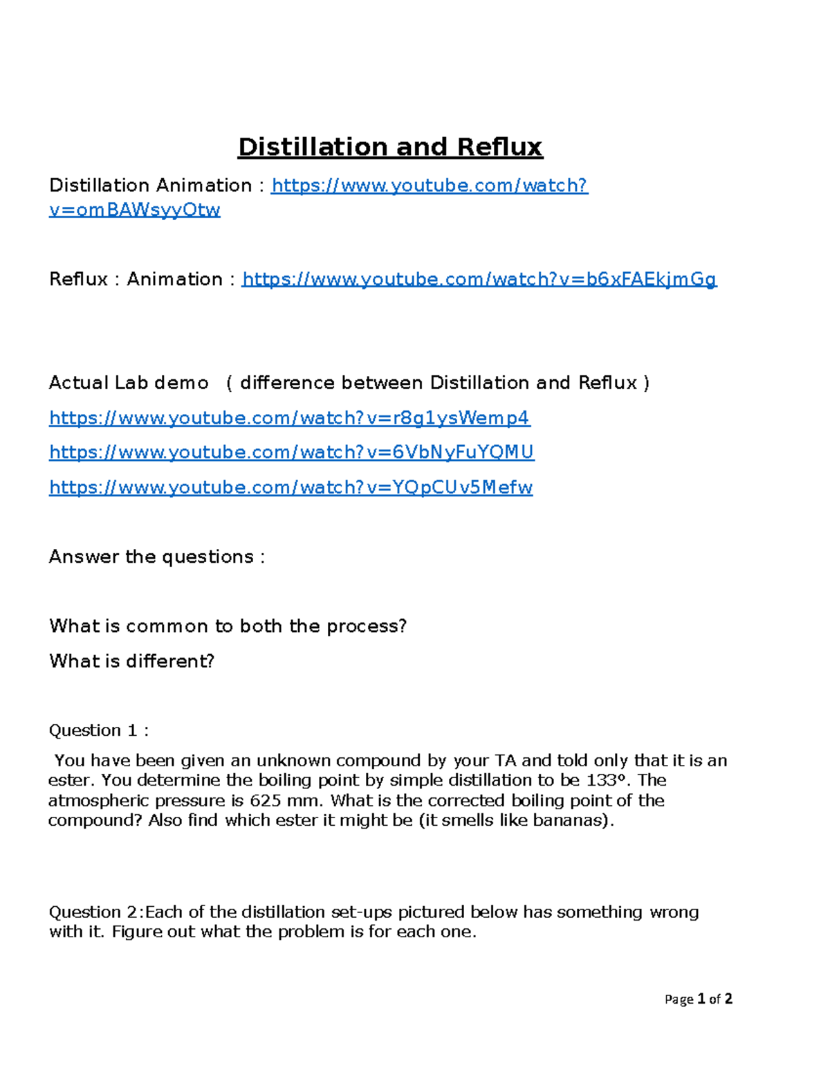 Distillation and Reflux - You determine the boiling point by simple ...