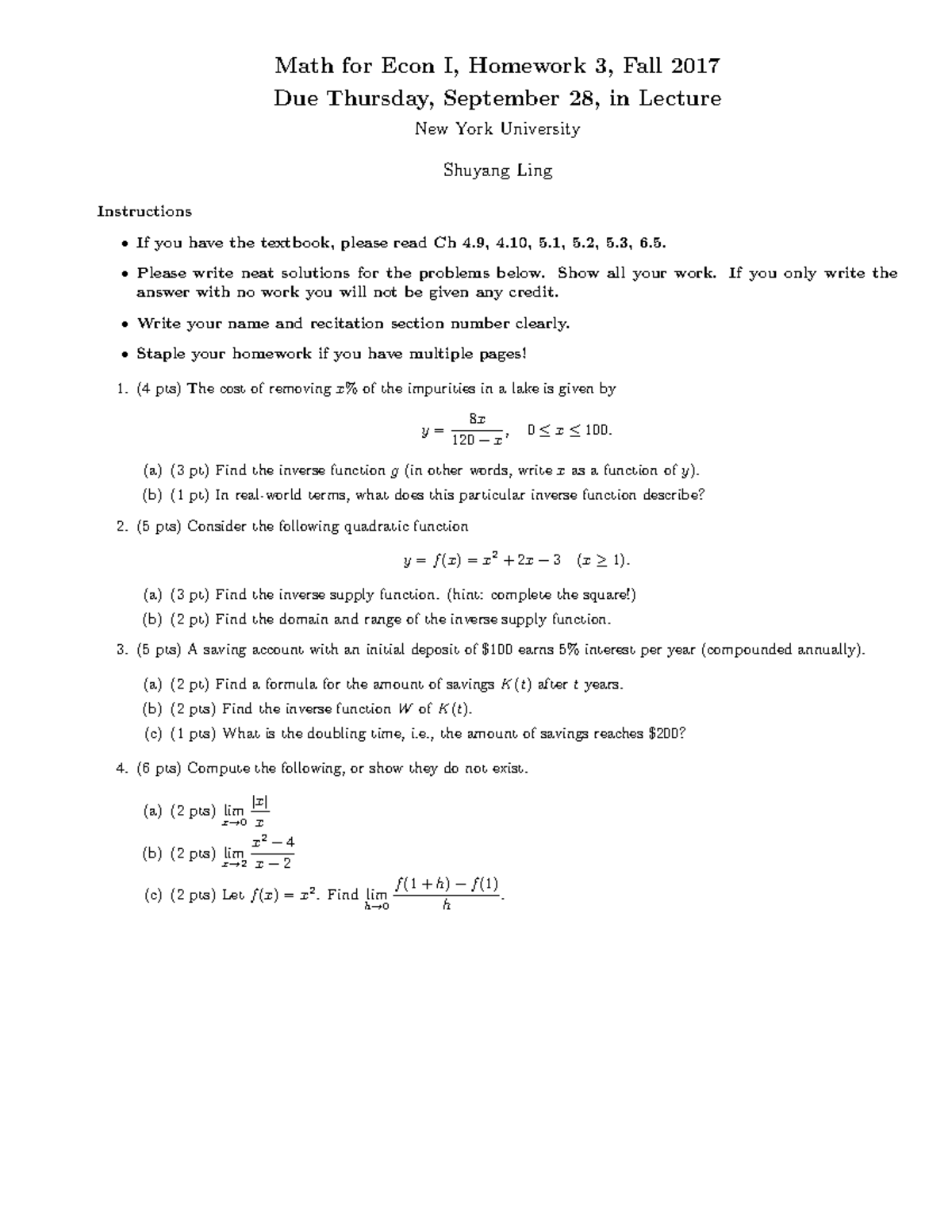 MFE HW3 UA 0211 16 FALL17 - Math for Econ I, Homework 3, Fall 2017 Due ...