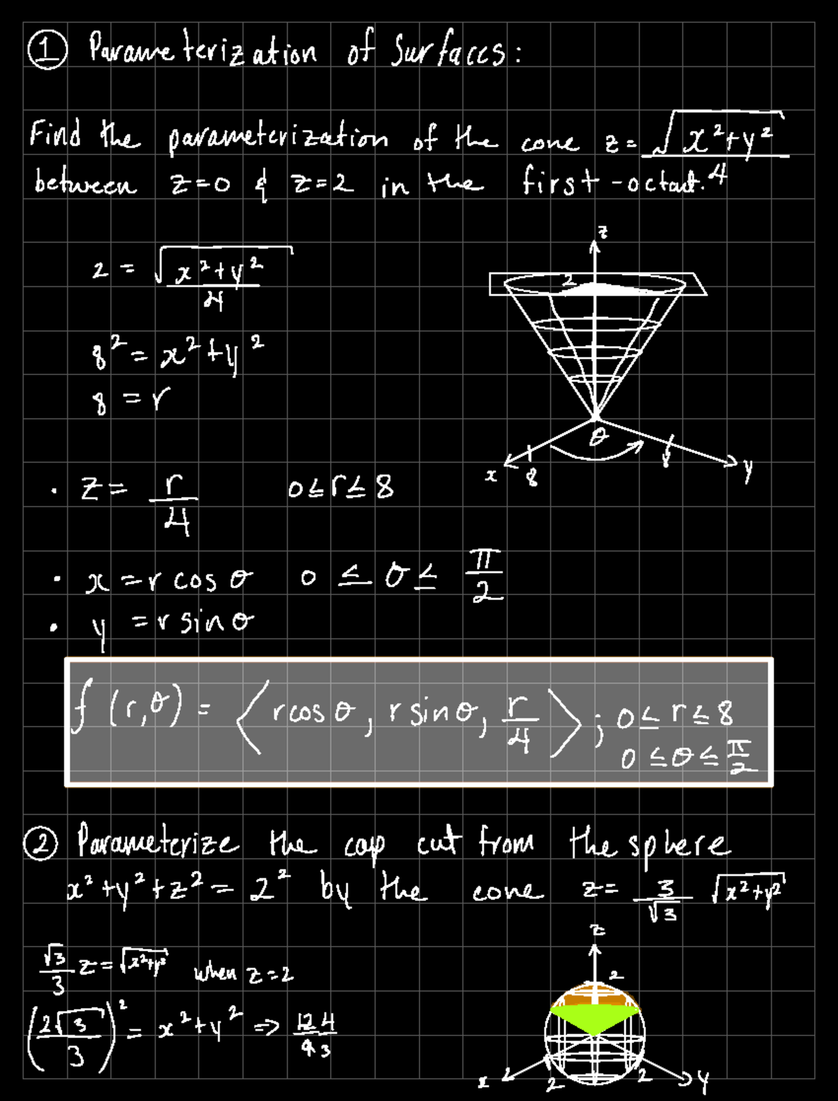 Section 16.5-Surfaces and Area - 1 Parameterization of Surfaces Find the parameterization of the ...