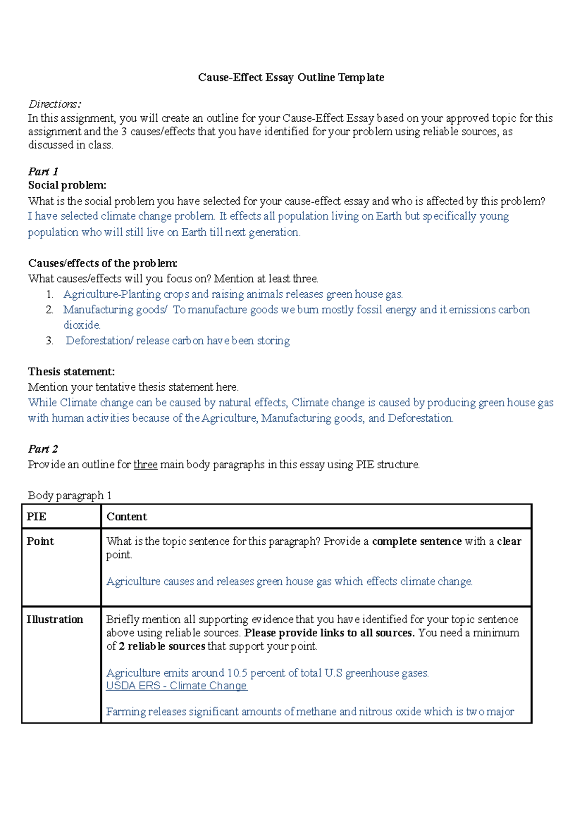 Rosie - Assignment writing for esl 111 - Cause-Effect Essay Outline ...