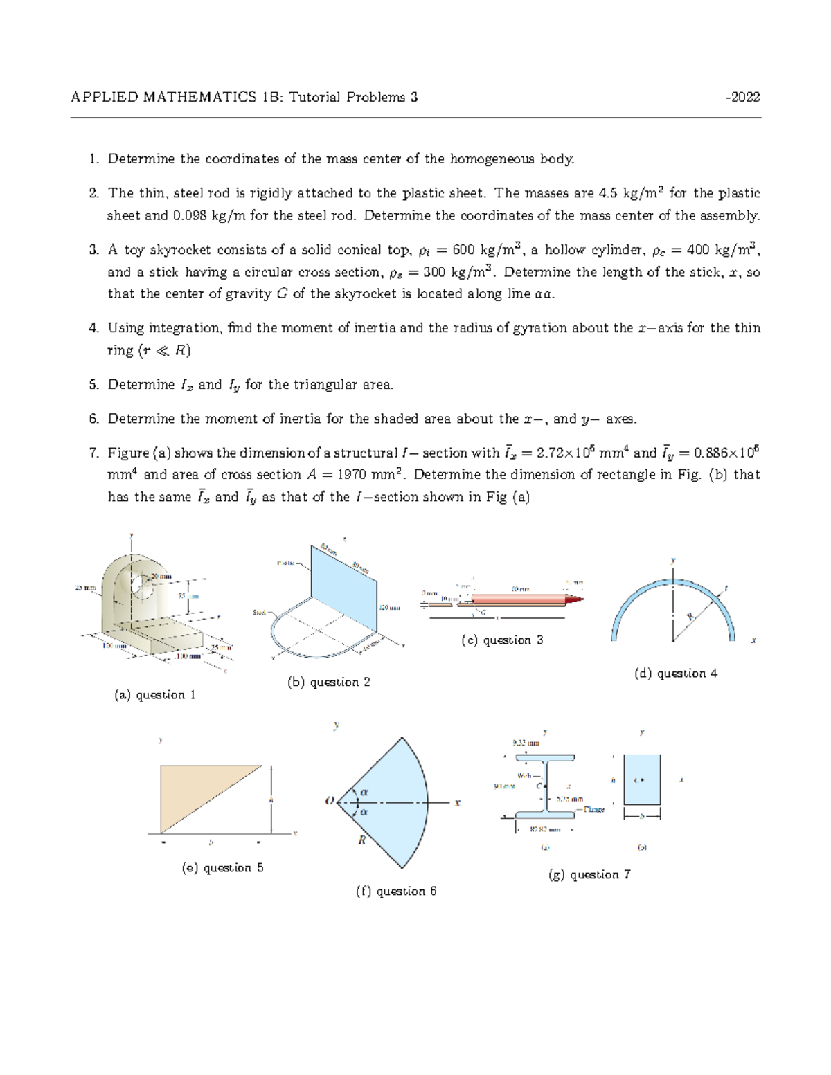 Tutorial 3 - APPLIED MATHEMATICS 1B: Tutorial Problems 3 - Determine ...