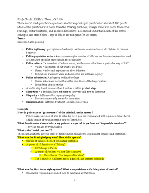 Police Function Study Guide - Police Function (1) What causes crime? o ...