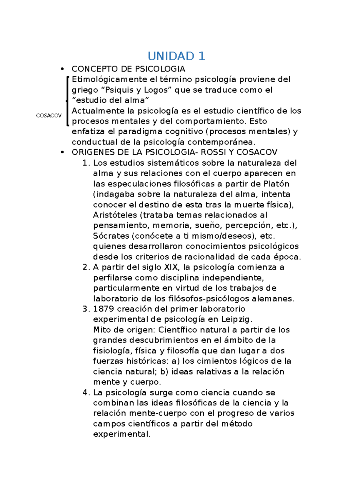 Final Introduccion - RESUMEN - UNIDAD 1 CONCEPTO DE PSICOLOGIA ...