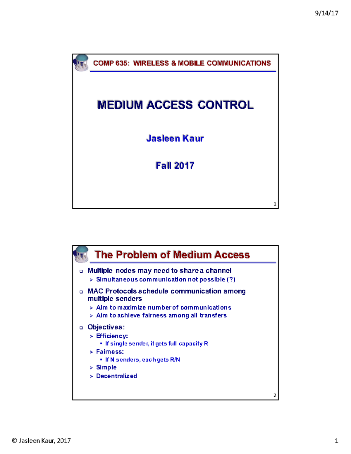 MAC Layer Protocol Scocs - 1 COMP 635: WIRELESS & MOBILE COMMUNICATIONS ...