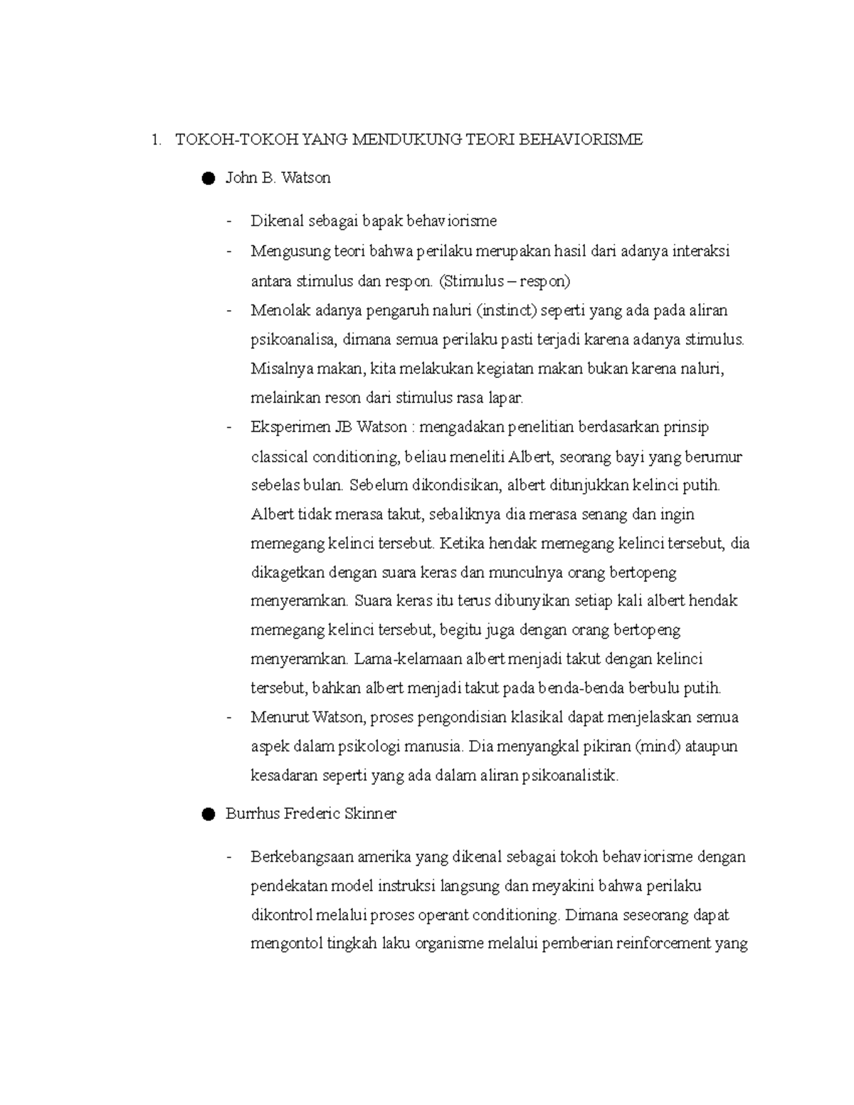 Behaviorisme - 1. TOKOH-TOKOH YANG MENDUKUNG TEORI BEHAVIORISME John B ...