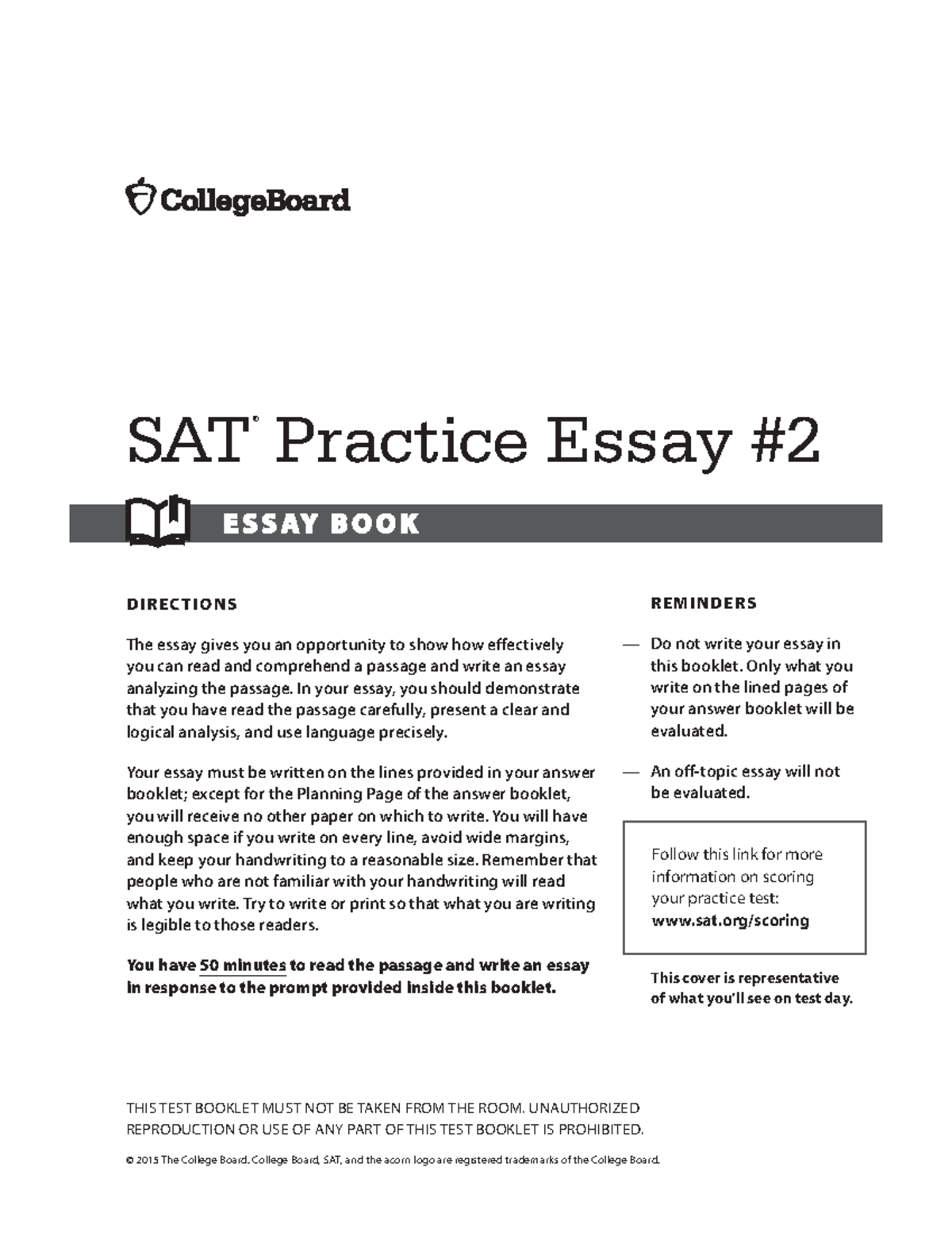 Prep Scholar sat practice test 2 essay - DIRECTIONS The essay gives you ...
