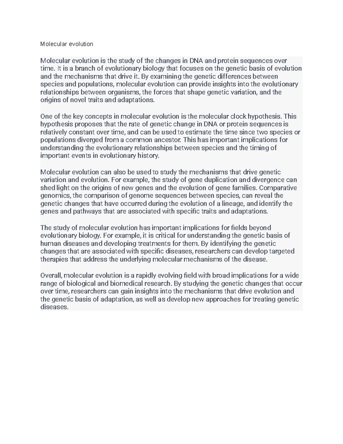 Molecular evolution - Molecular evolution Molecular evolution is the ...