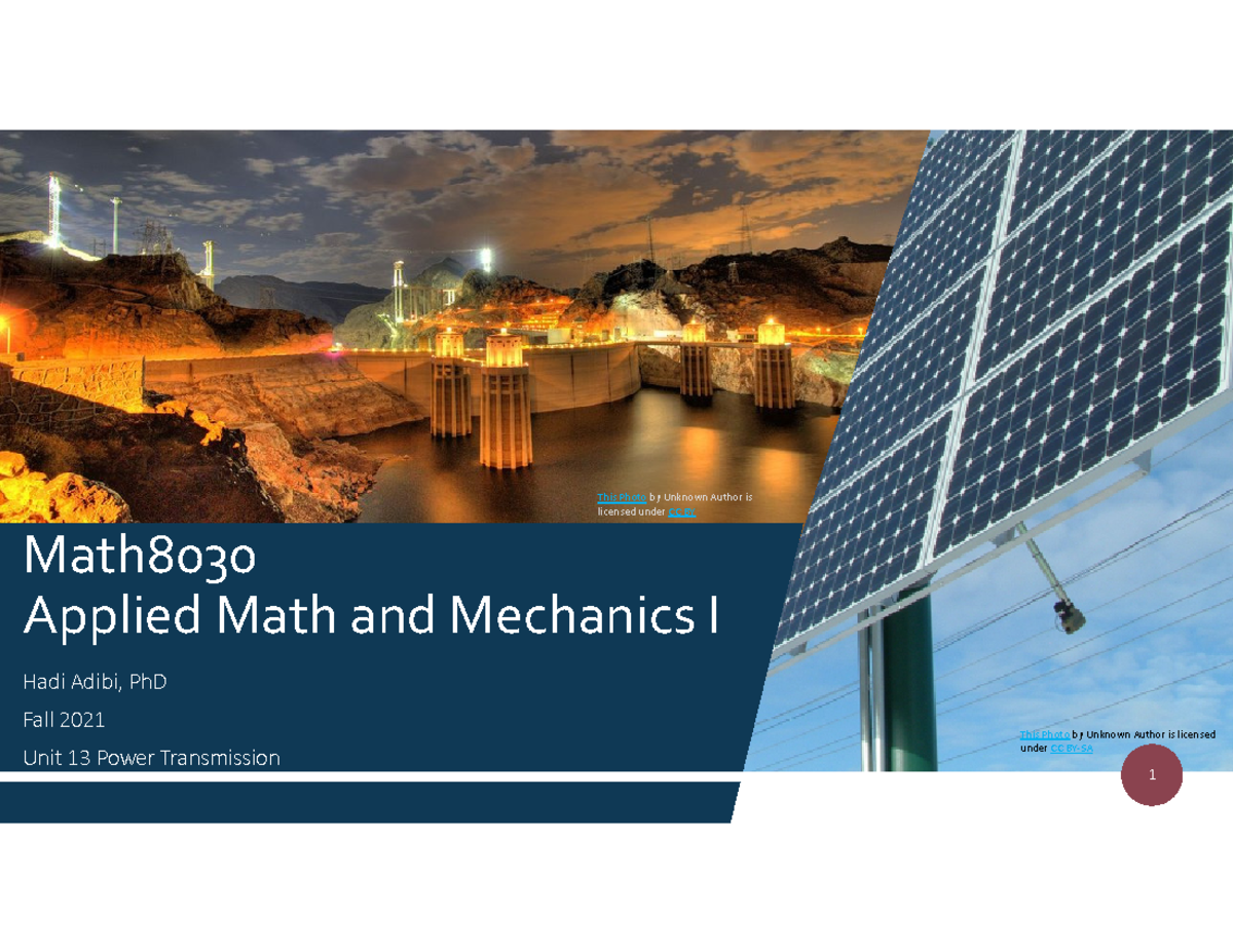 8030 Units 13 - Fall 2021 - Math Applied Math and Mechanics I This ...