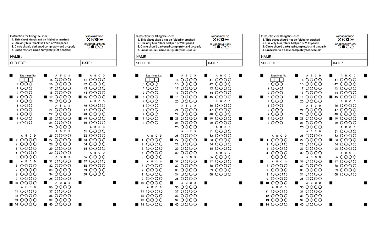 Answer Sheet 1 X 3 Evalbee - Instruction for filling the sheet WRONG ...