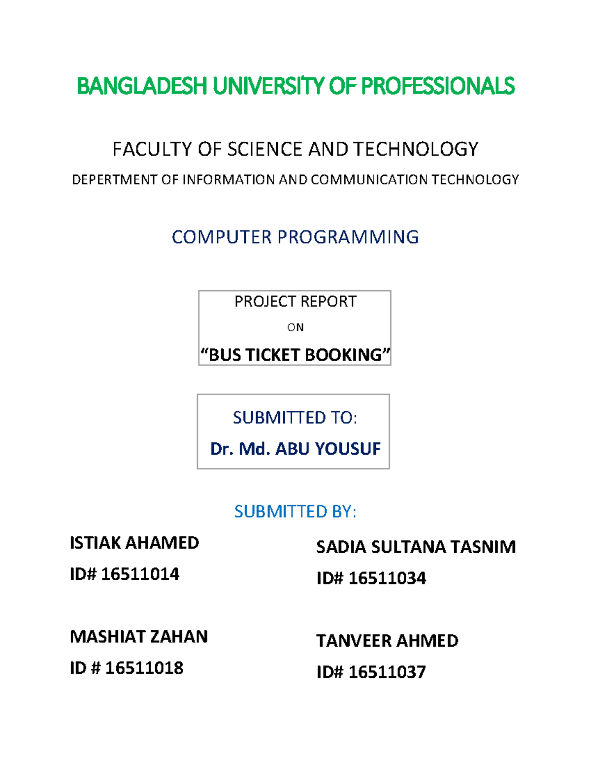 Idoc - assignment - BANGLADESH UNIVERSITY OF PROFESSIONALS FACULTY OF SCIENCE AND TECHNOLOGY ...