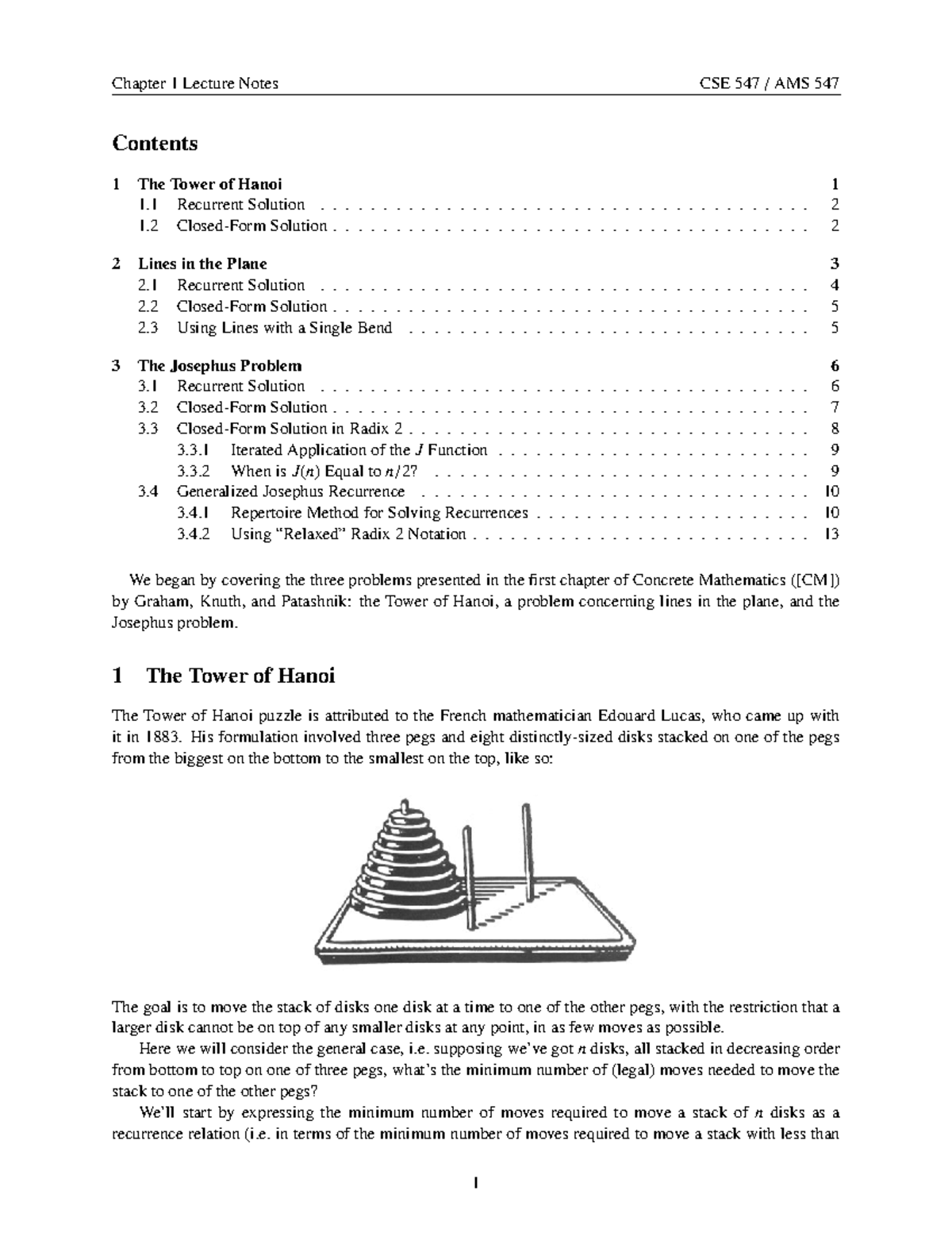 Chapter 1-notes - Contents 1 The Tower of Hanoi 1 1 Recurrent - Studocu