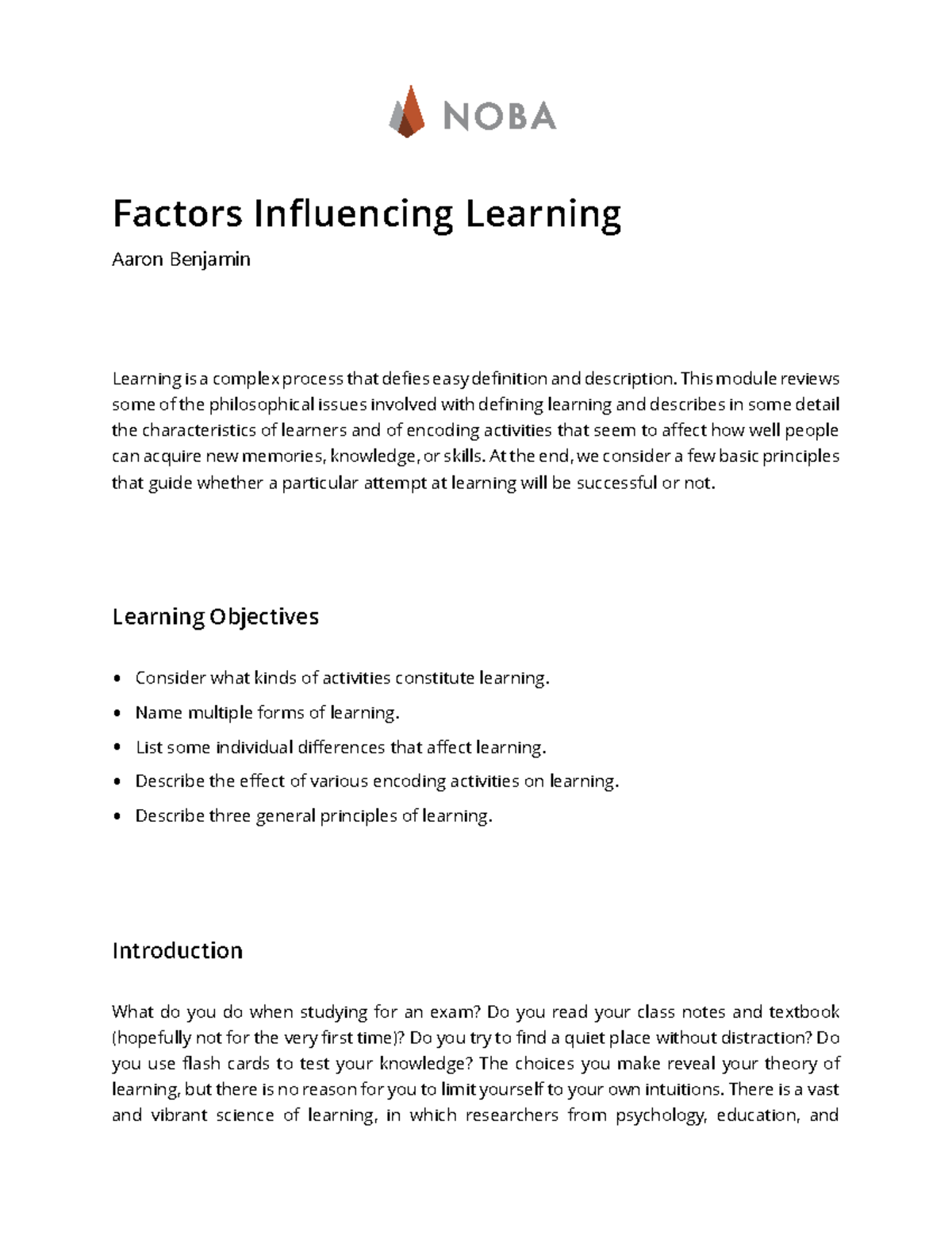 Factors+Influencing+Learning - N O B A Factors Influencing Learning ...