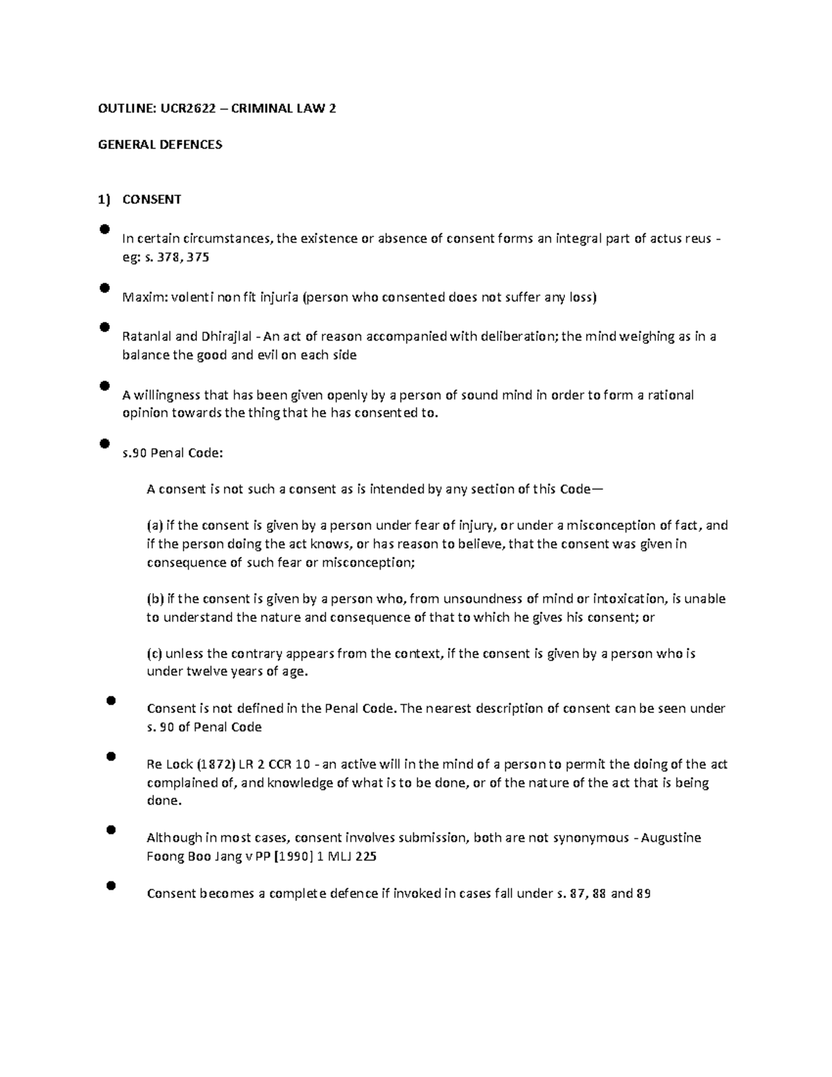 Outlines for criminal II lecture notes - Criminal Law II - MMU - Studocu
