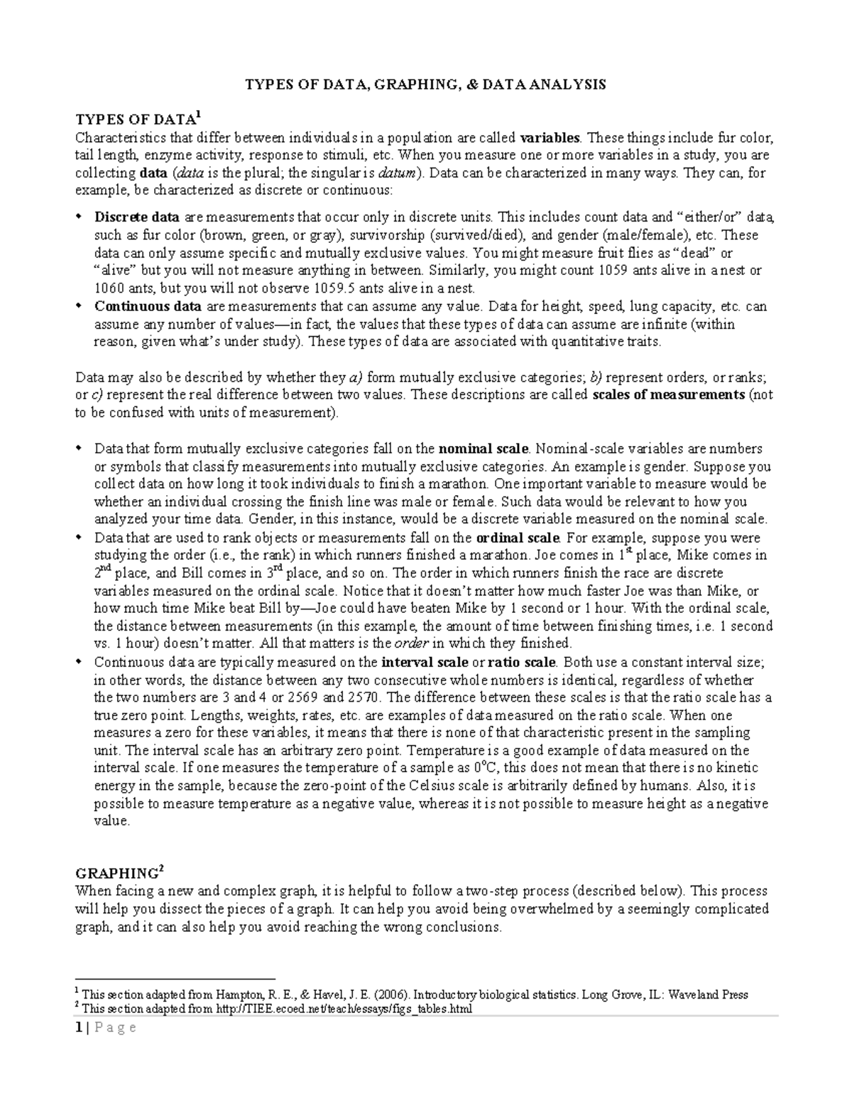3. Data and Graphing - Bio 1 - TYPES OF DATA, GRAPHING, & DATA ANALYSIS TYPES OF DATA1 - Studocu