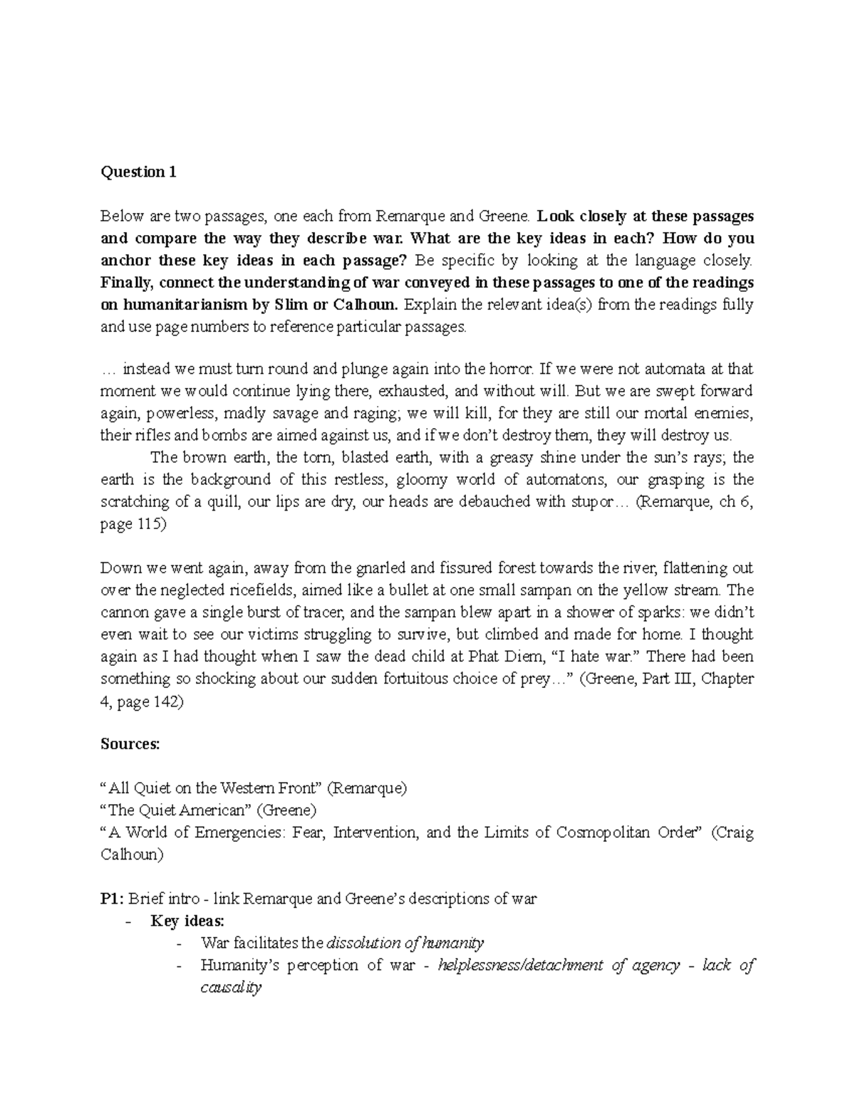 Midterm Paper Full Outline - Question 1 Below are two passages, one ...