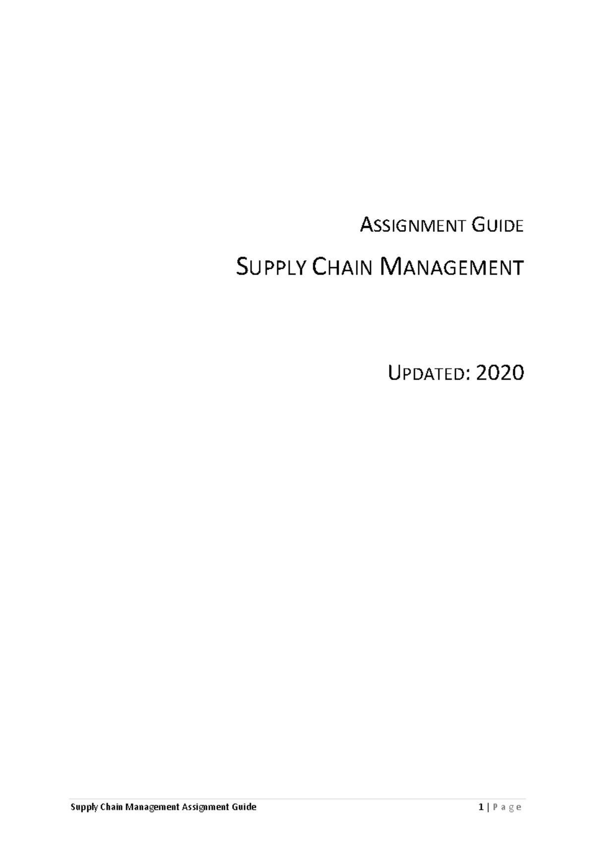 Assignment Guide Supply Chain Management - ASSIGNMENT GUIDE SUPPLY CHAIN MANAGEMENT UPDATED ...