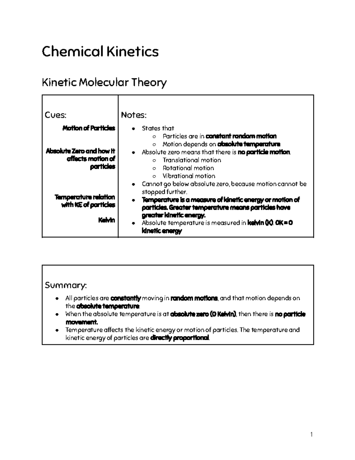 Chemical Kinetics Notes from OSC - Chemical Kinetics Kinetic Molecular ...
