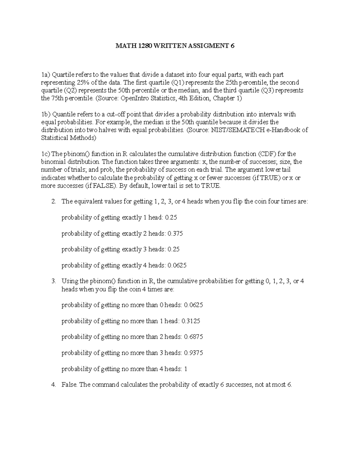 MATH 1280 Written Assigment 6 - MATH 1280 WRITTEN ASSIGMENT 6 1a ...