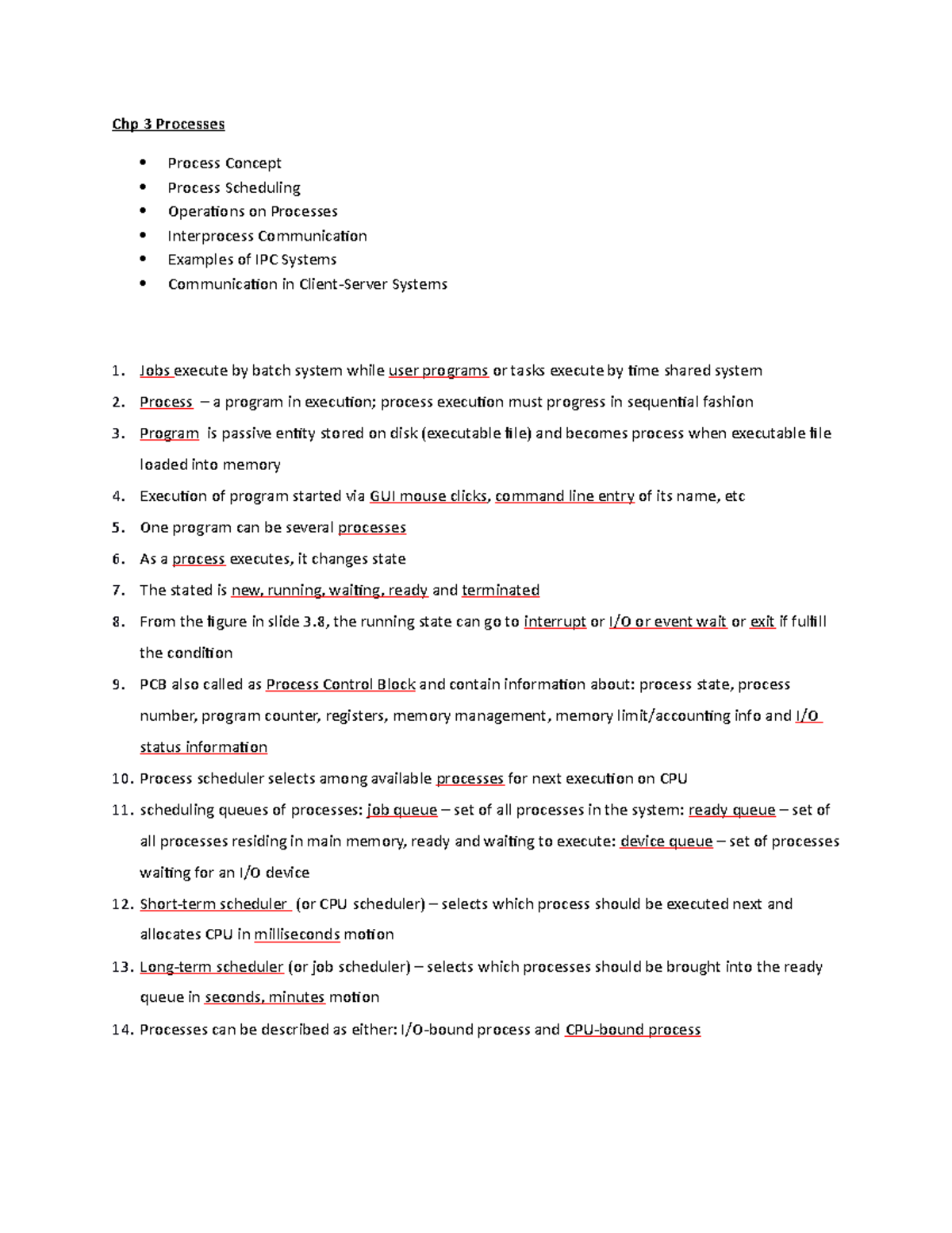 Chap 3 Processes(ans) - Chp 3 Processes Process Concept Process ...