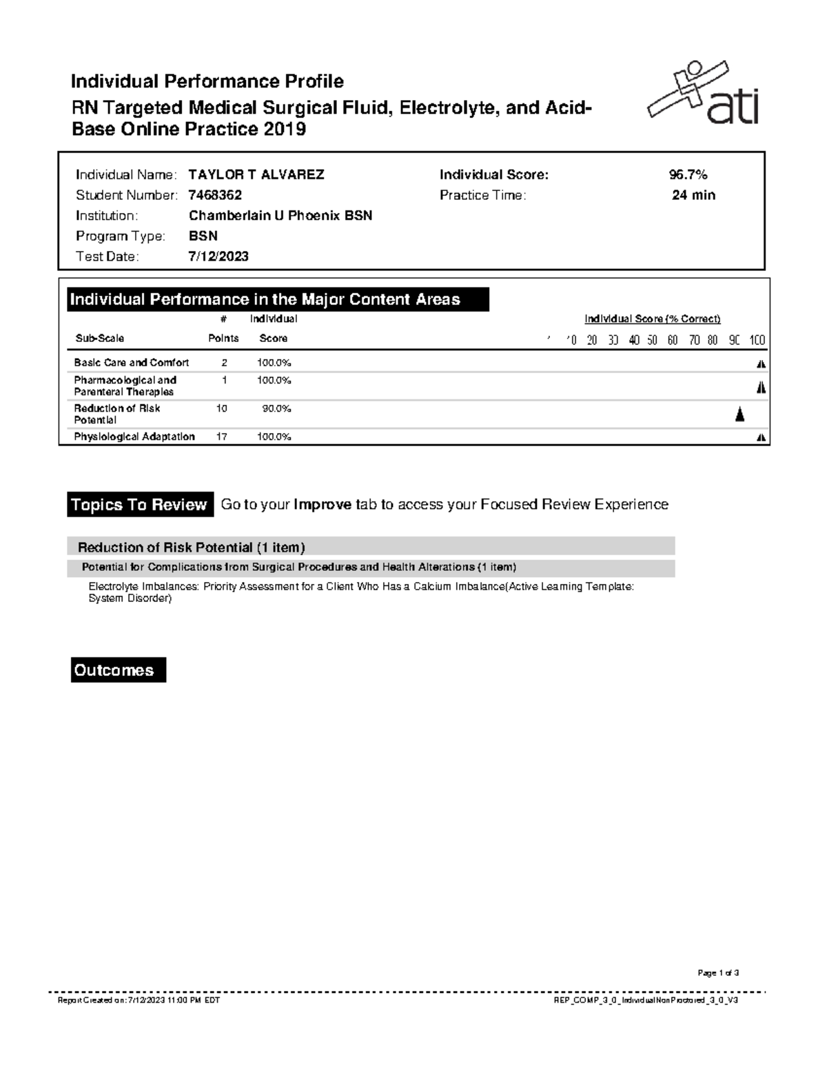 Report (38) - ATI - Individual Performance Profile RN Targeted Medical ...