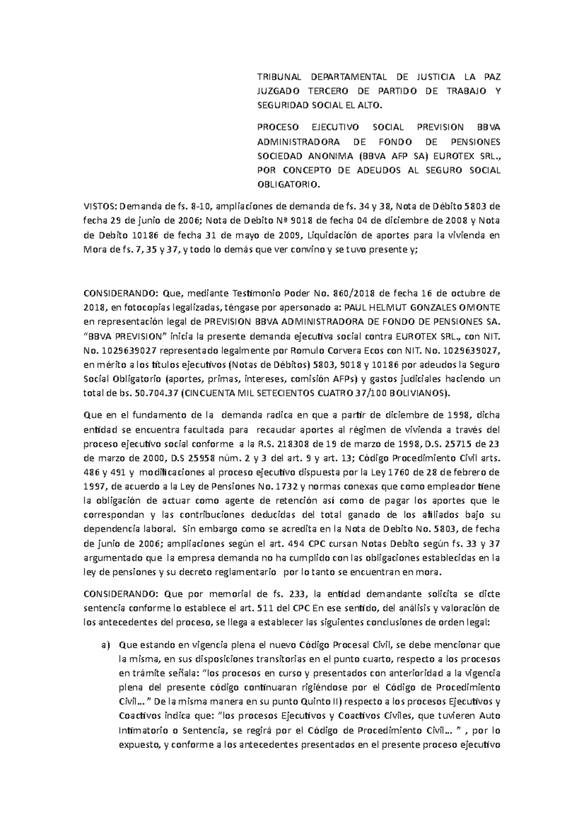 Sentencia en ámbito laboral - TRIBUNAL DEPARTAMENTAL DE JUSTICIA LA PAZ ...