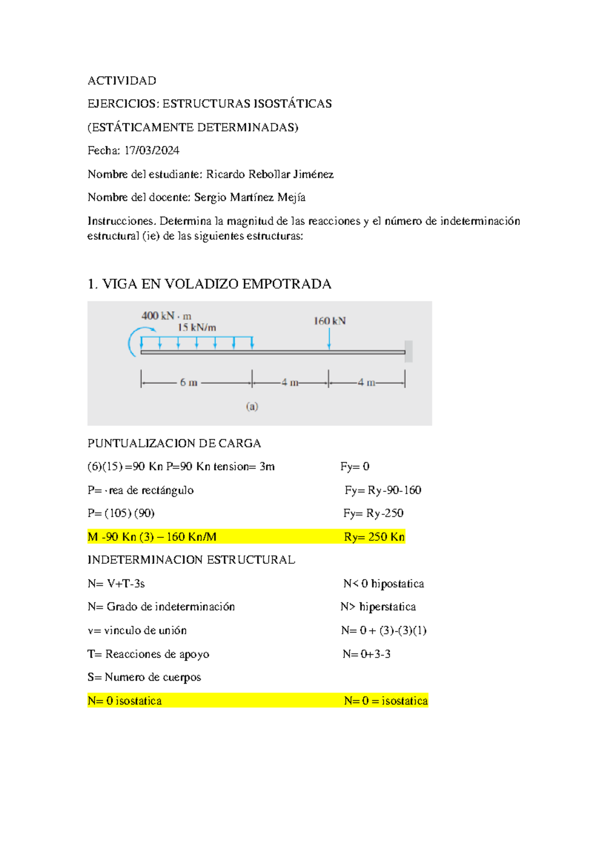 Estructuras Isostáticas - ACTIVIDAD EJERCICIOS: ESTRUCTURAS ISOSTÁTICAS ...