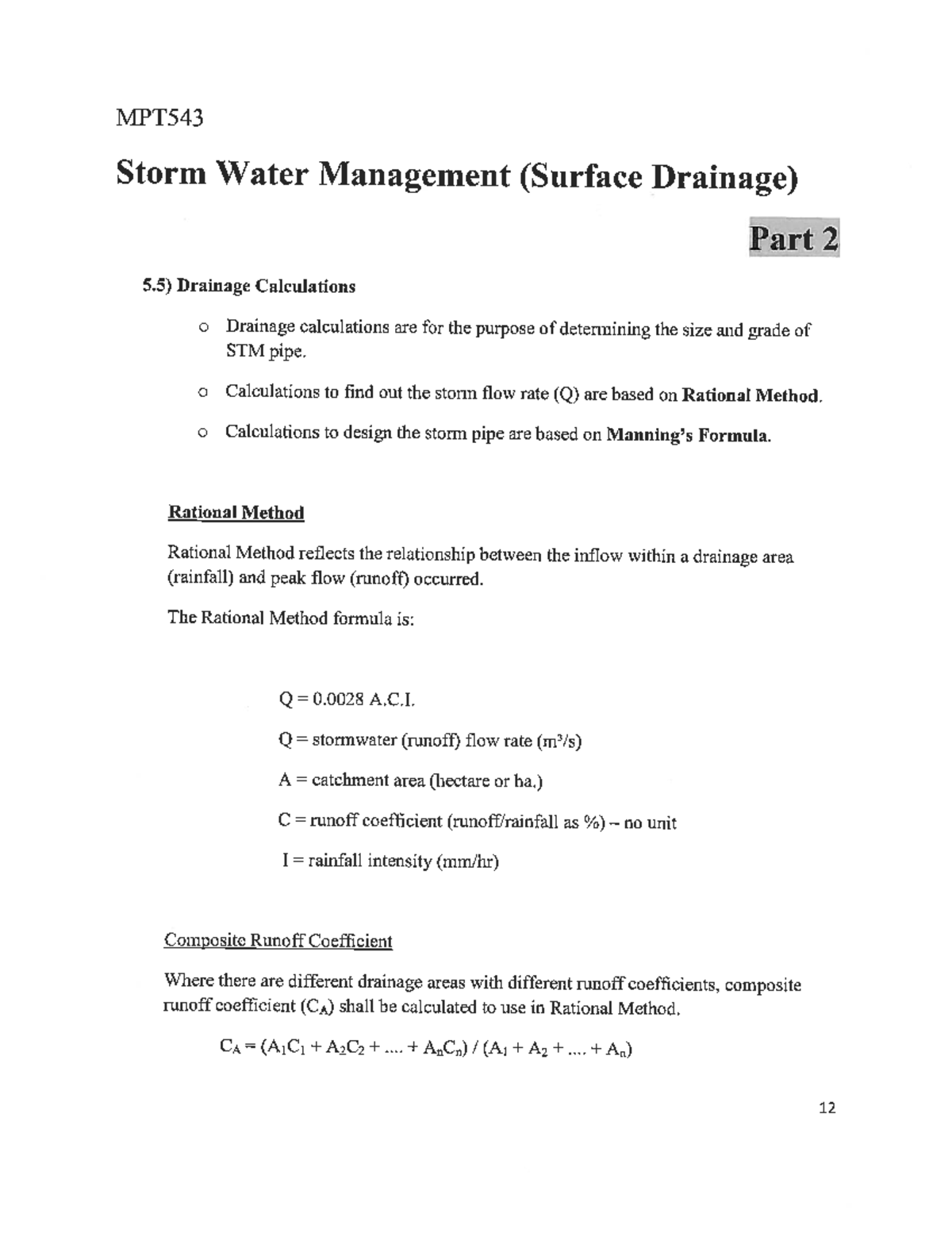 STM Handout (Part 2) - lVfPT543 Storm Water Management (Surface ...