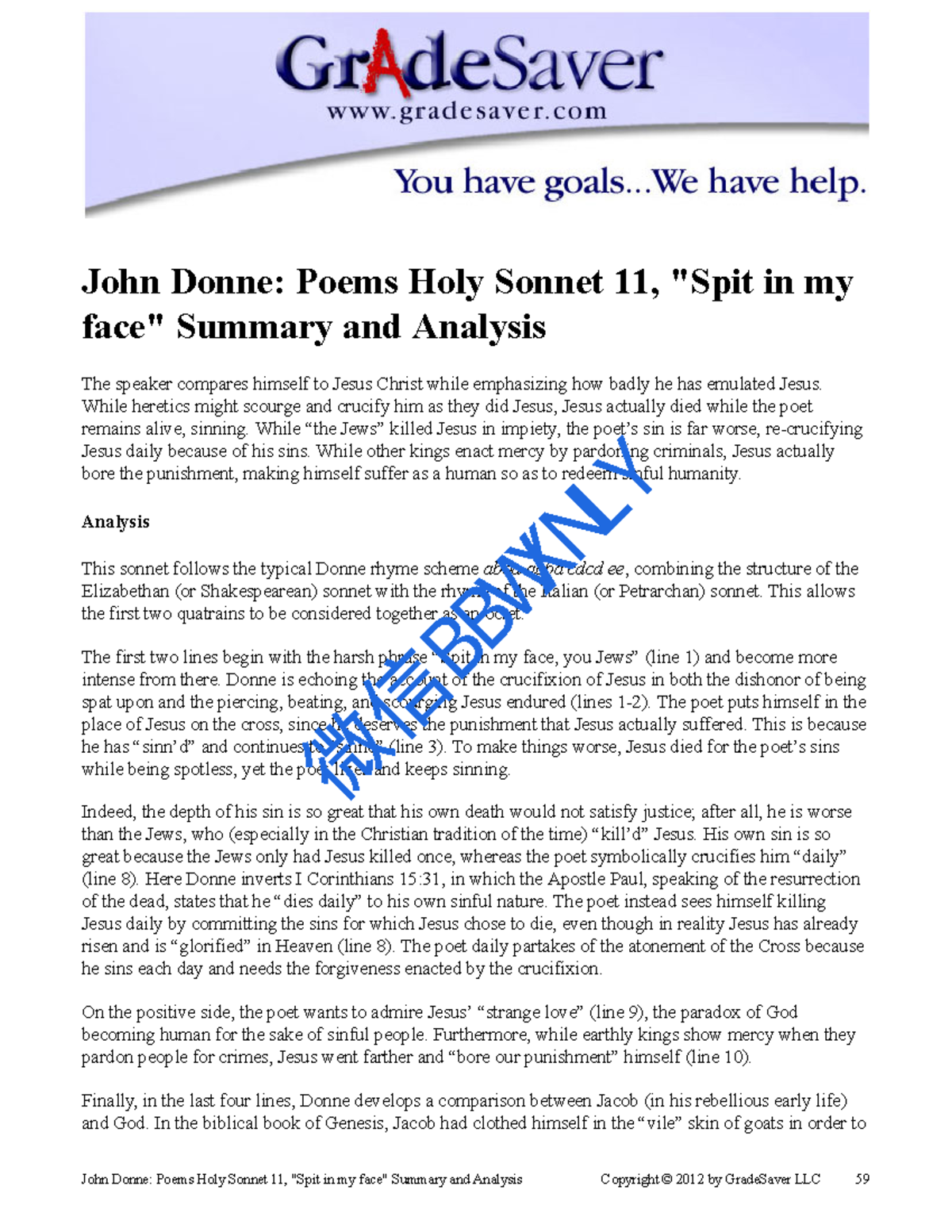 John-Donne-Poems-Grade Saver 63 - John Donne: Poems Holy Sonnet 11 ...