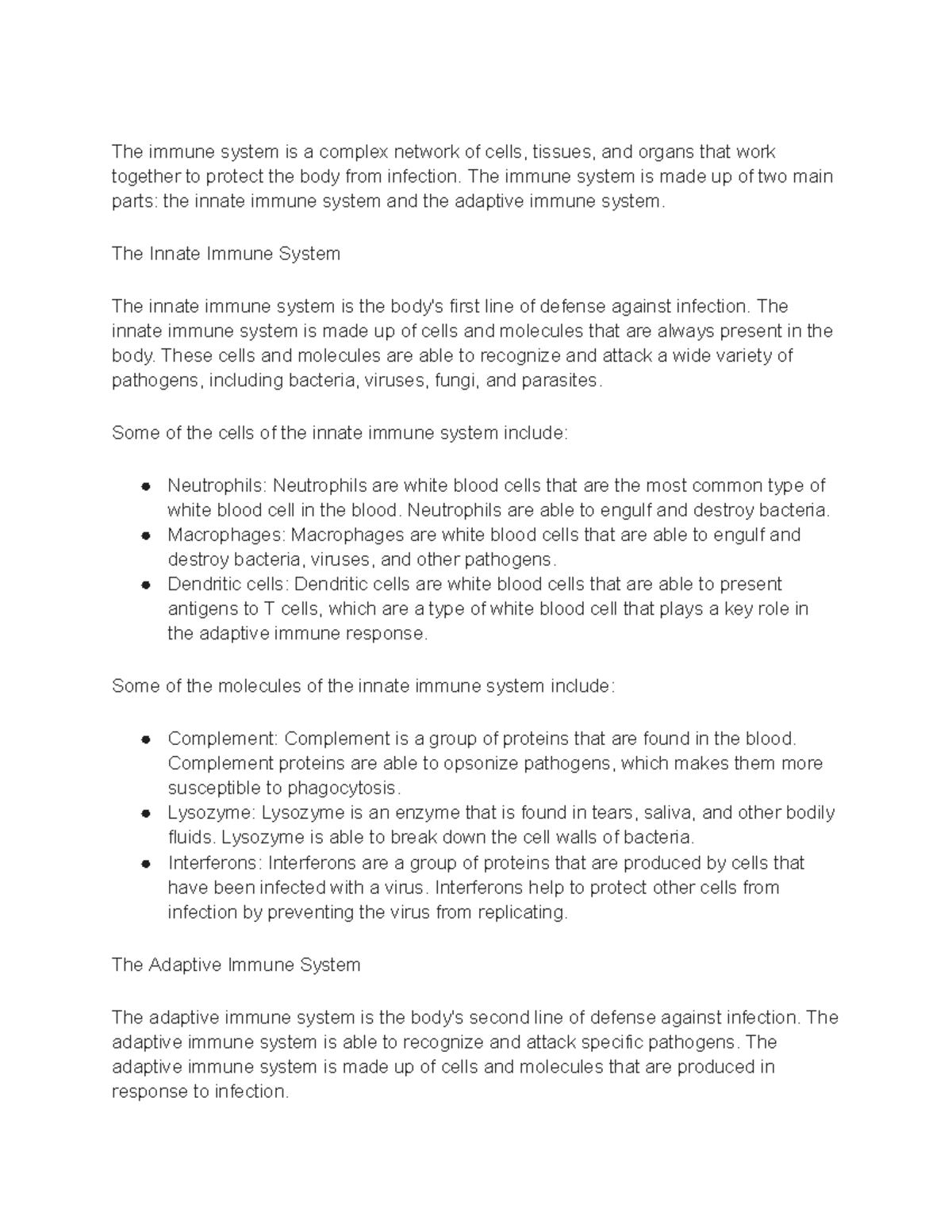 Lecture 41 The Immune System - The immune system is a complex network ...