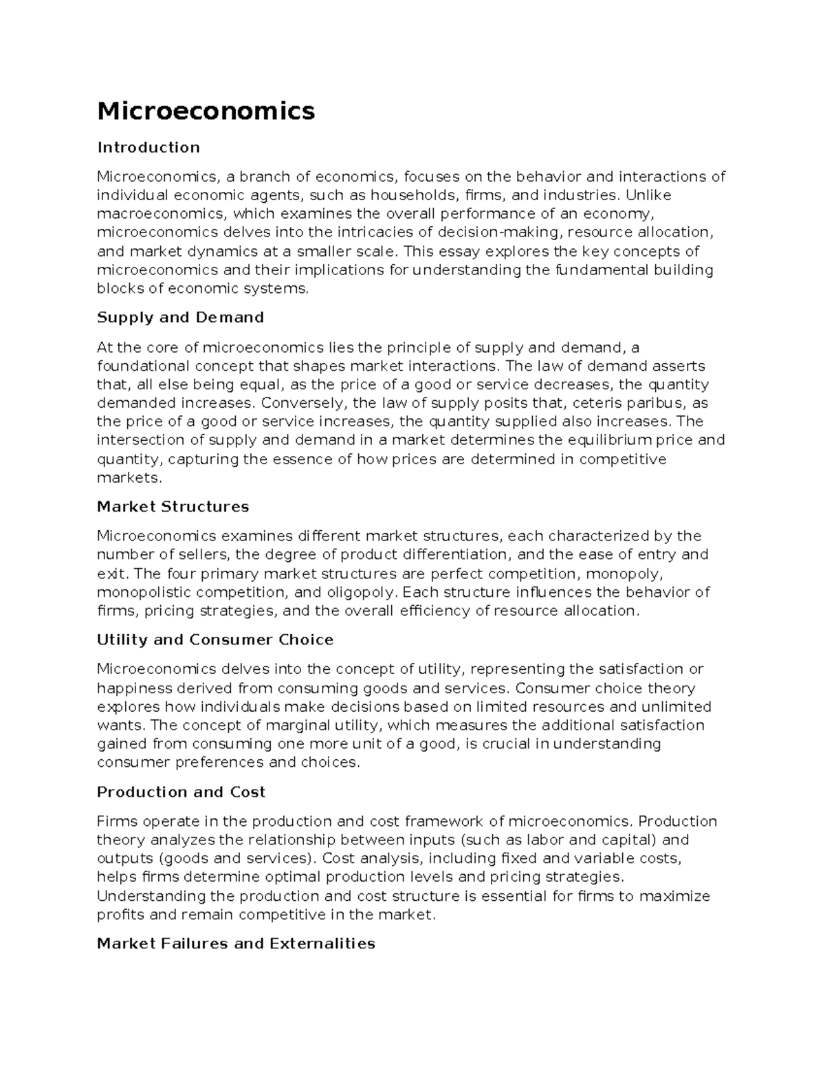 Microeconomics - Microeconomics Introduction Microeconomics, a branch ...