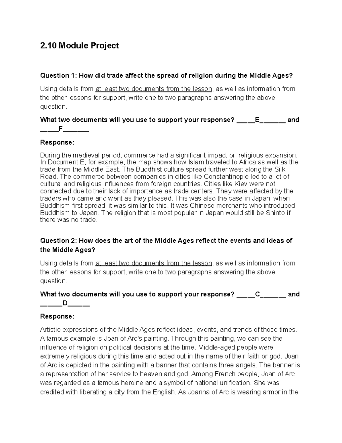 2.10 Module Project - History - 2 Module Project Question 1: How did ...