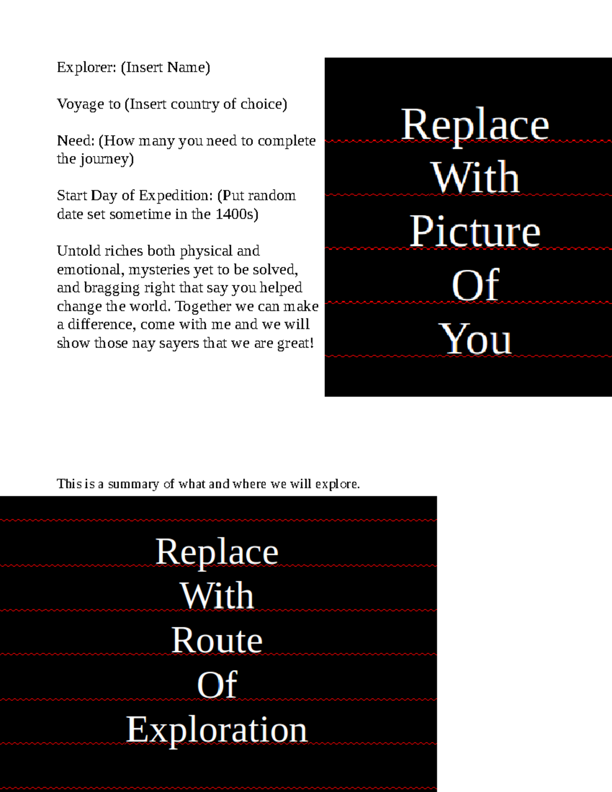 Explorer Template - dvvdvddvvd - Explorer: (Insert Name) Voyage to ...