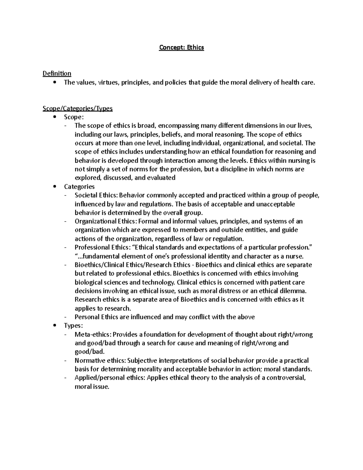 Concept Ethics - Concept: Ethics Definition The values, virtues ...