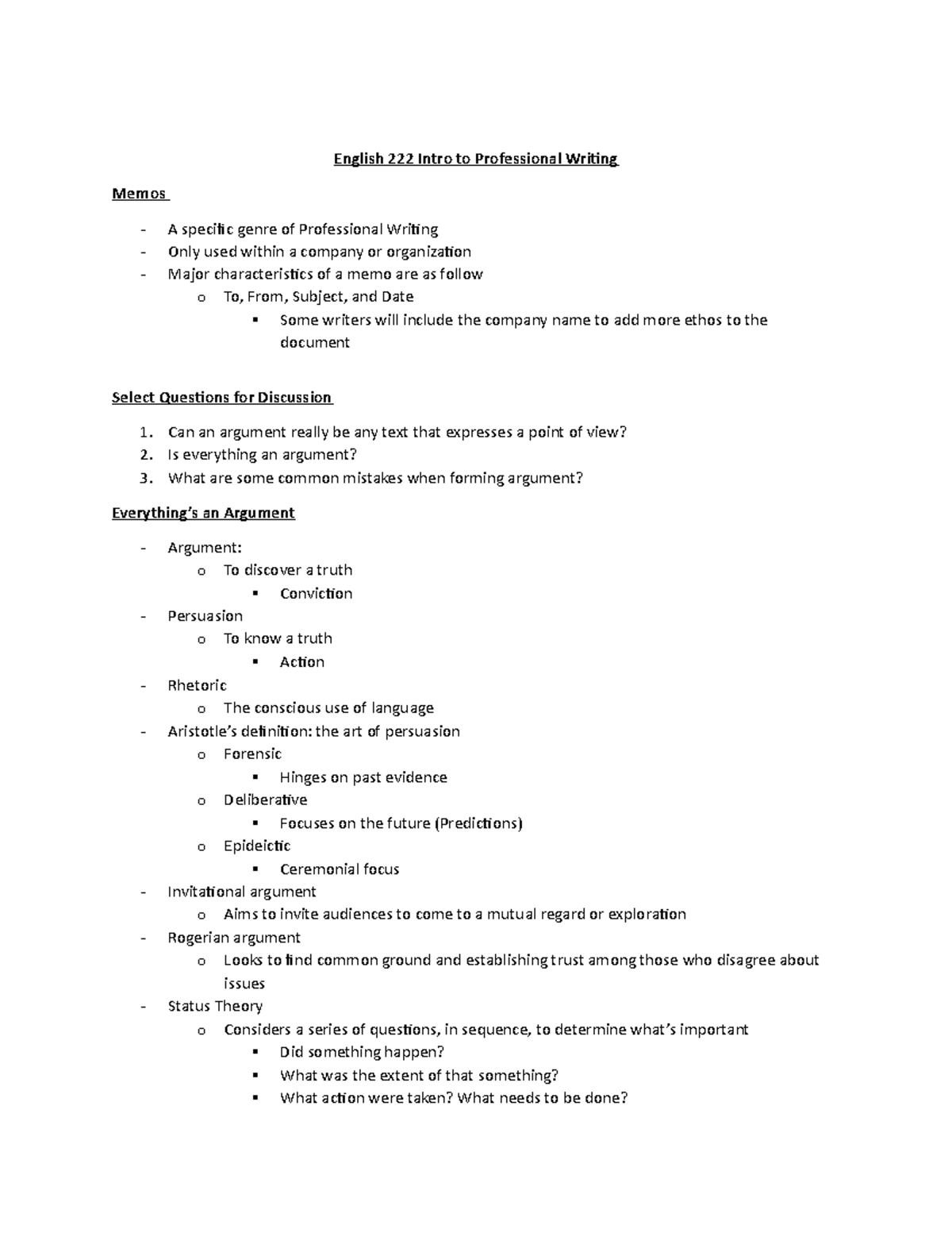 ENGL 222 2-15 Notes - Memos and Business letters, CRAP - English 222 ...