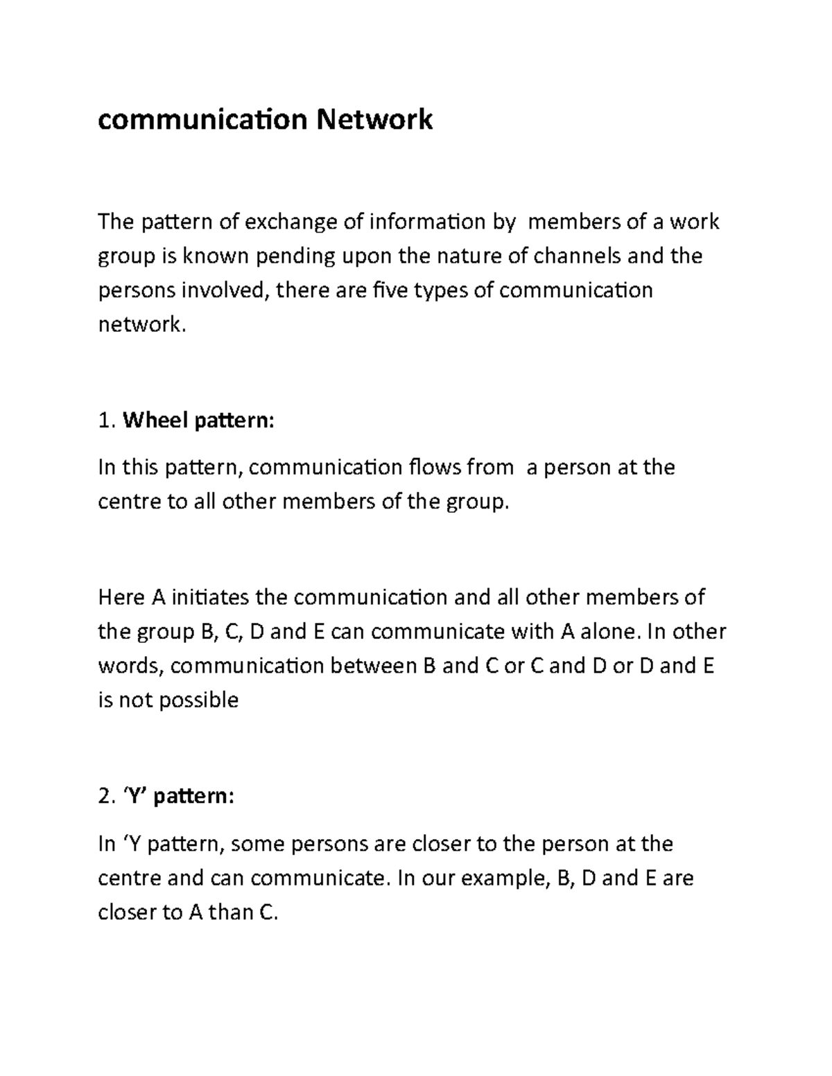 Communication network - Wheel pattern: In this pattern, communication ...