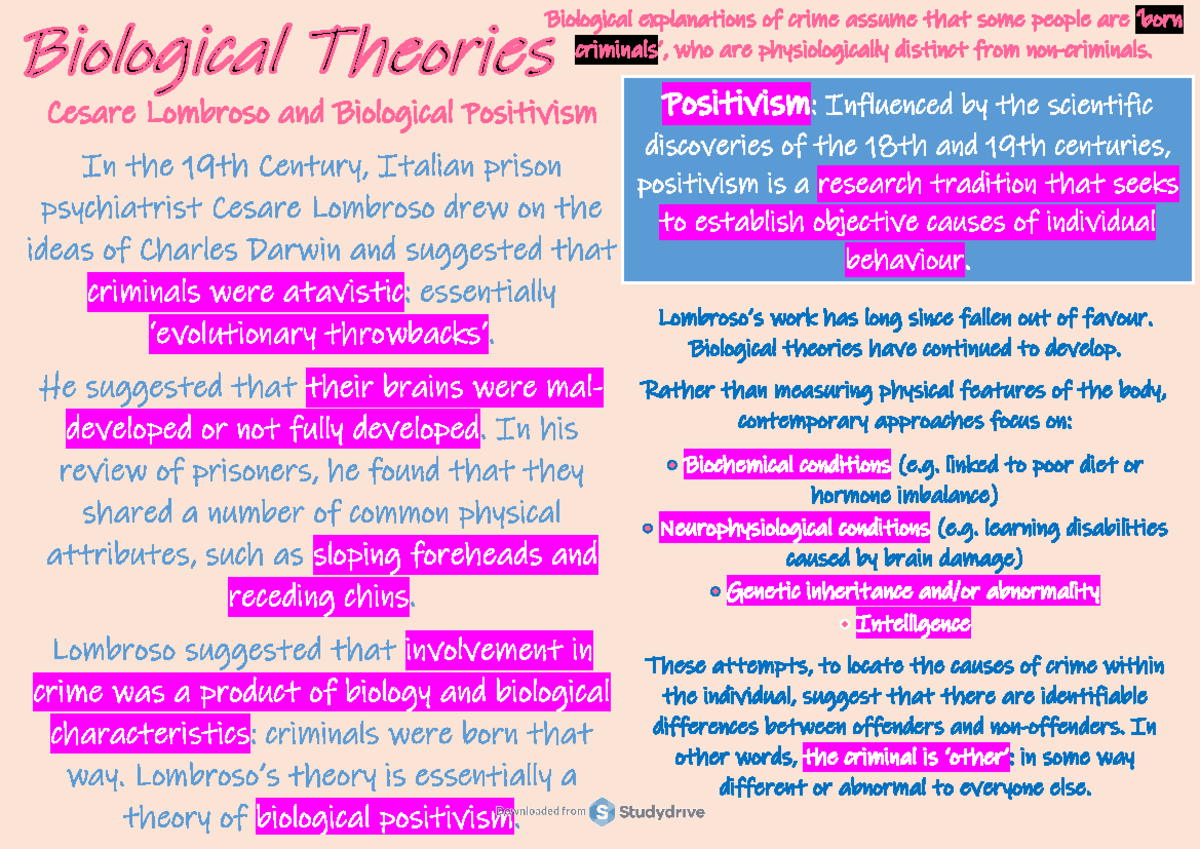 Biological Theories - extra reading simplified - In the 19 th Century ...