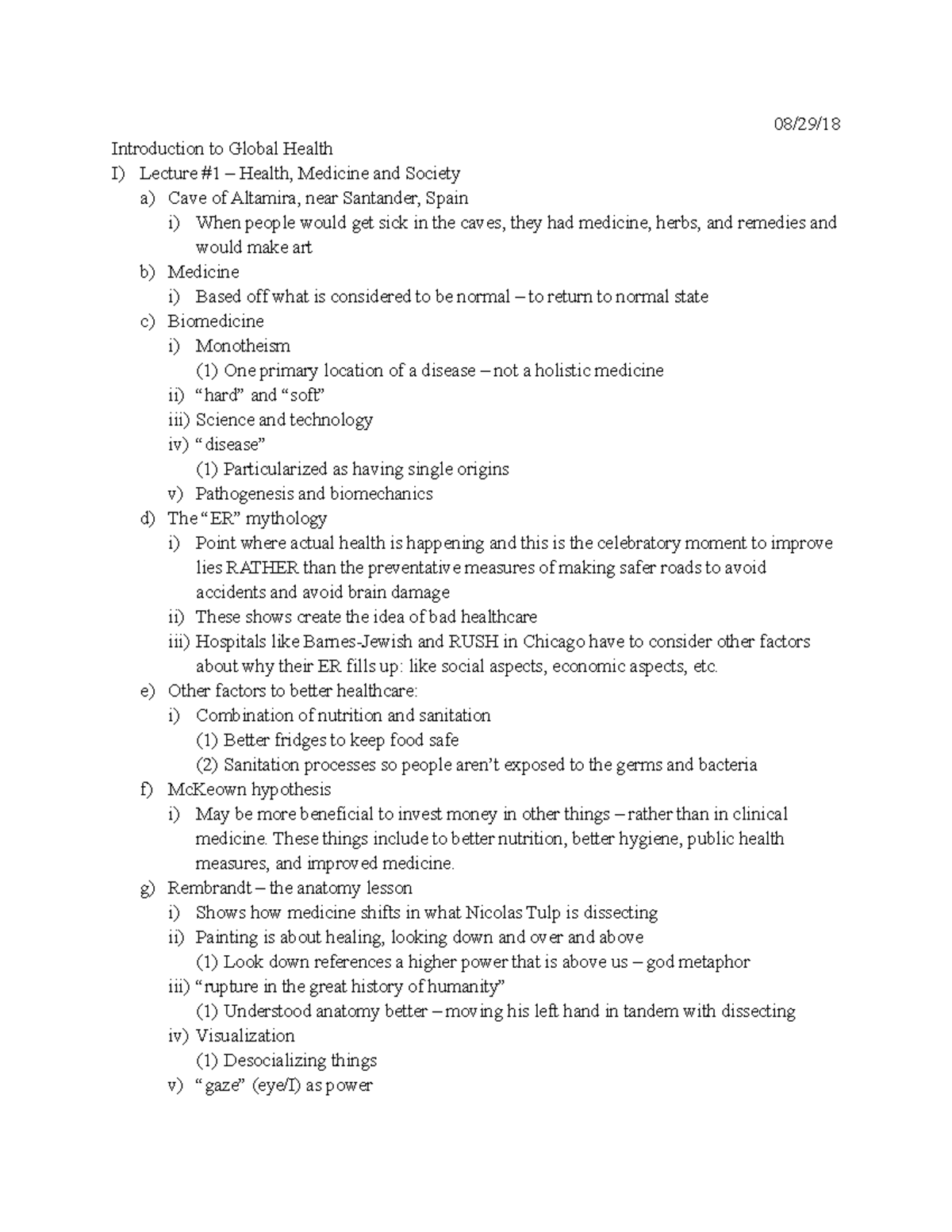 Global health notes - 08/29/ Introduction to Global Health I) Lecture ...