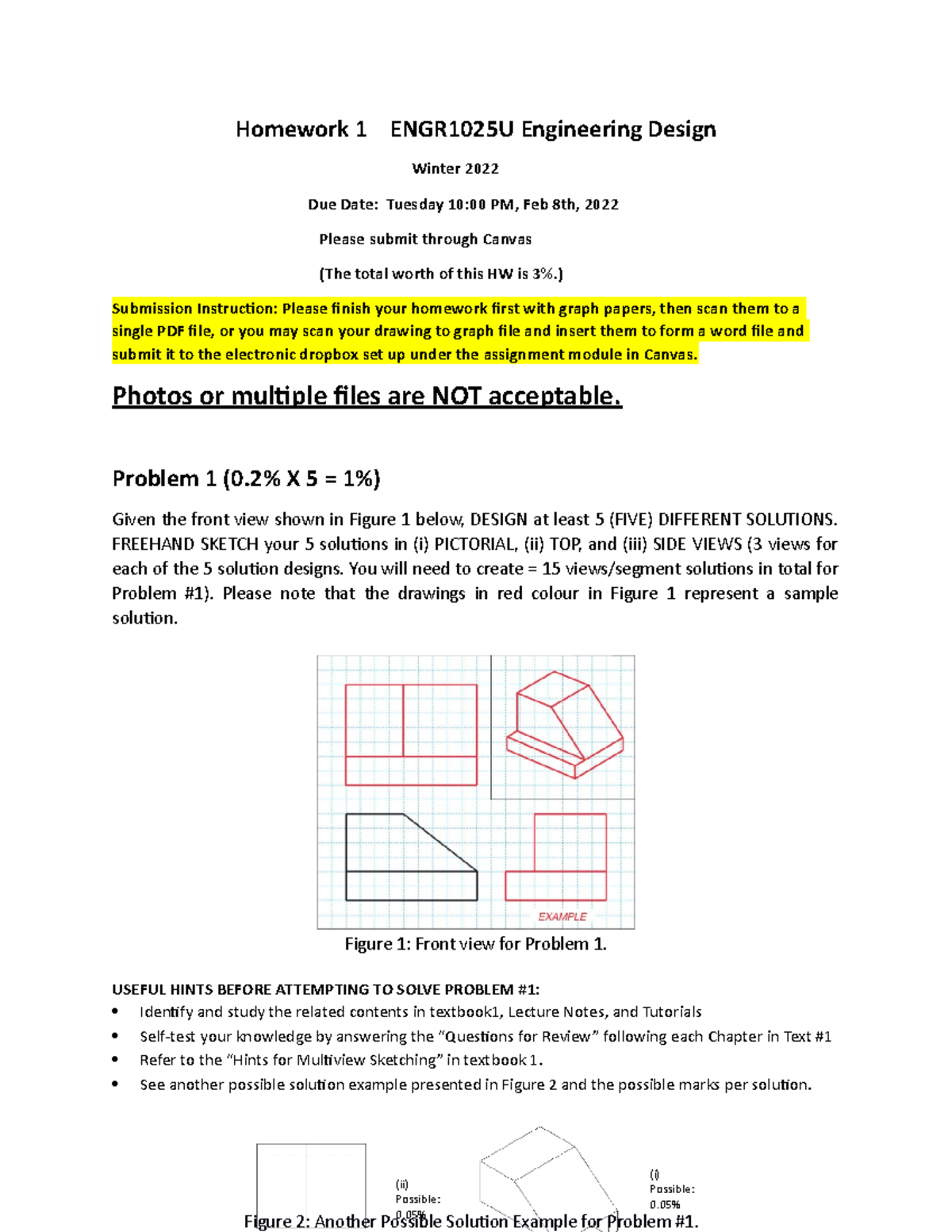Homework 1 Isometric Views - Homework 1 ENGR1025U Engineering Design ...