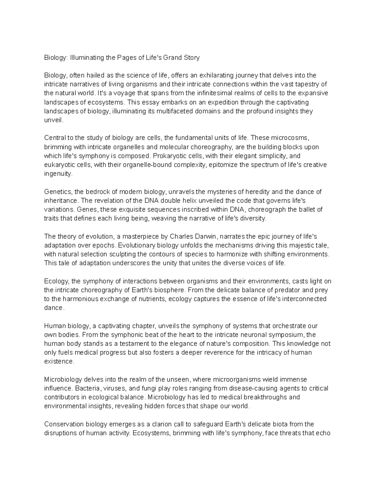 essay about stem - Biology: Illuminating the Pages of Life's Grand ...