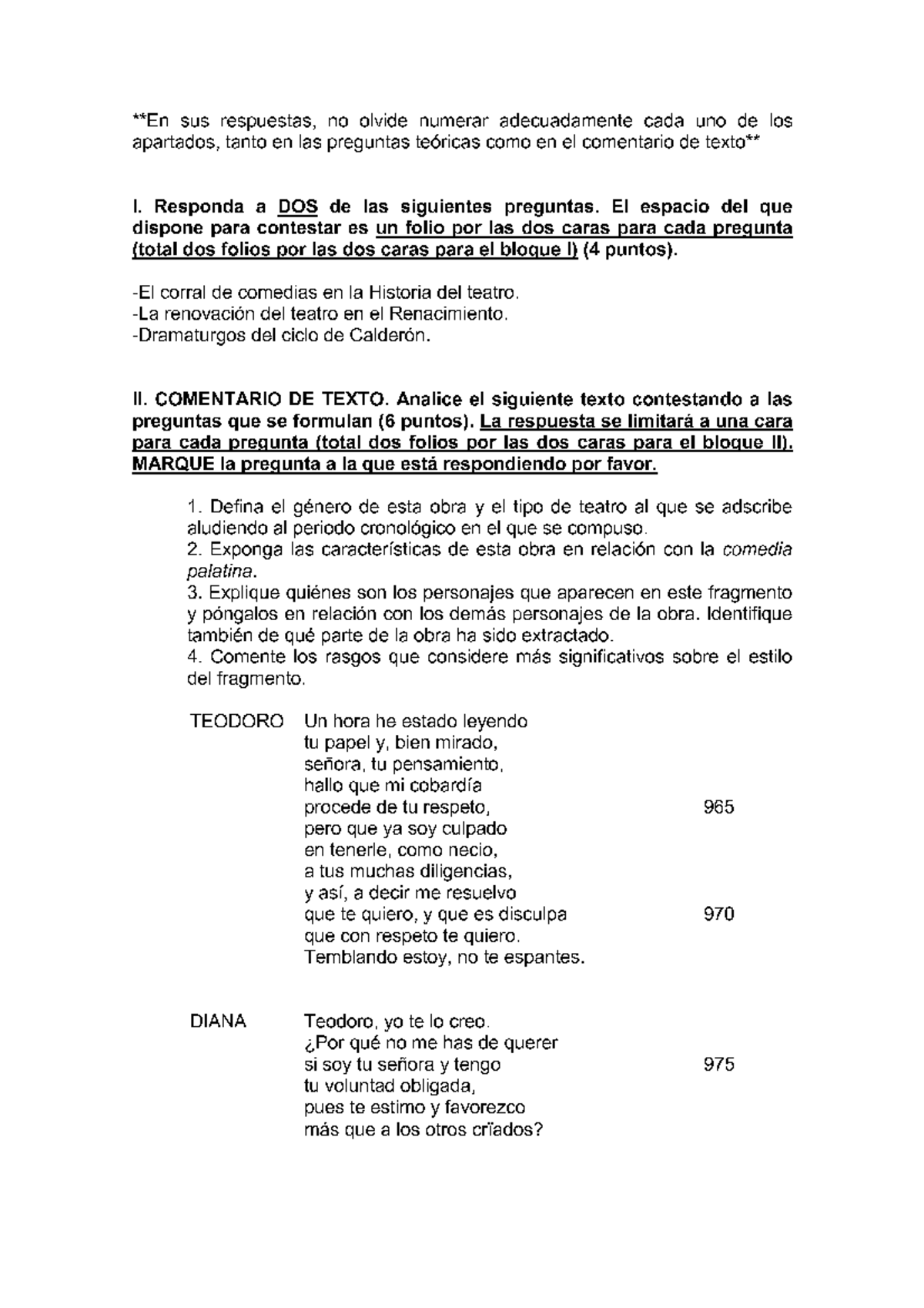 213T - examen preparacion ejercicio obligatorio teatro español - Teatro ...