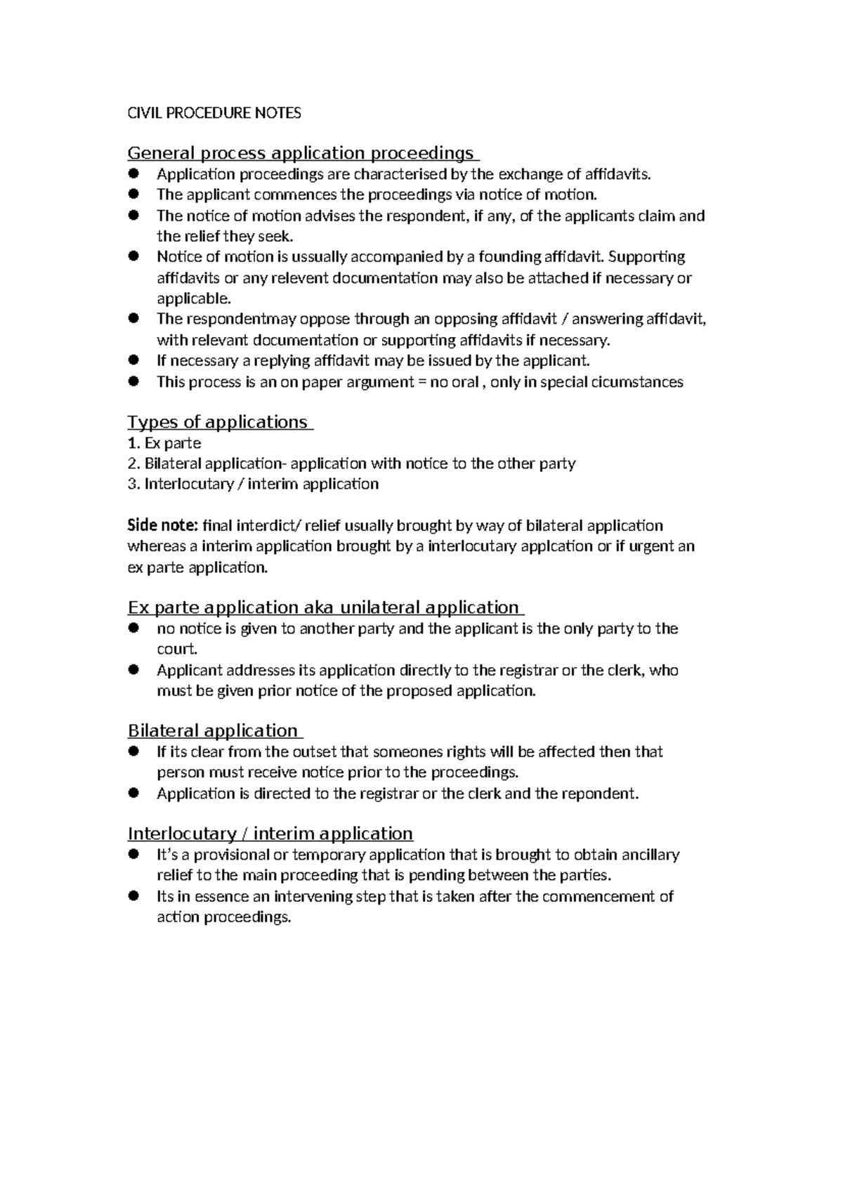General Notes ON Civil PORC - CIVIL PROCEDURE NOTES General process ...