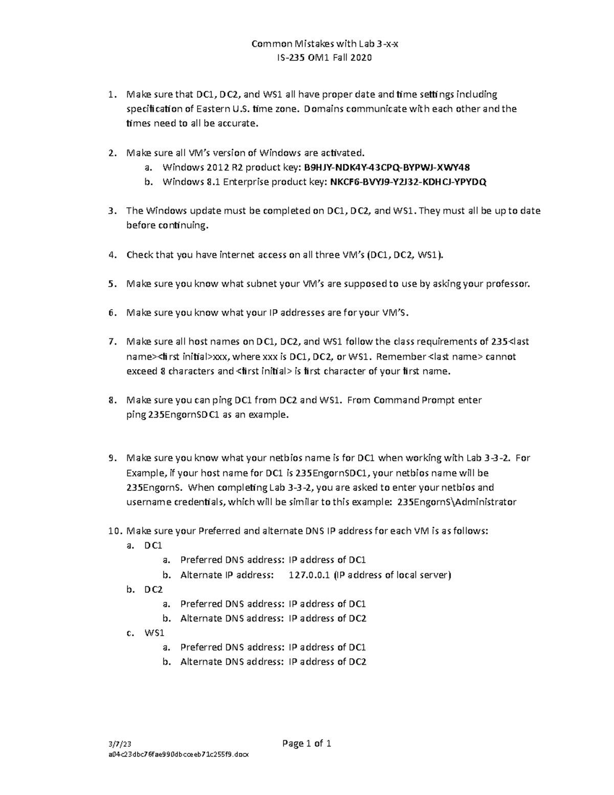 235 Common Mistakes Lab 3-x-x - Common Mistakes with Lab 3-x-x IS-235 ...