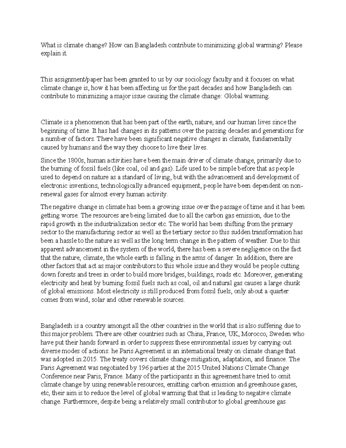 What is climate change - This assignment/paper has been granted to us ...