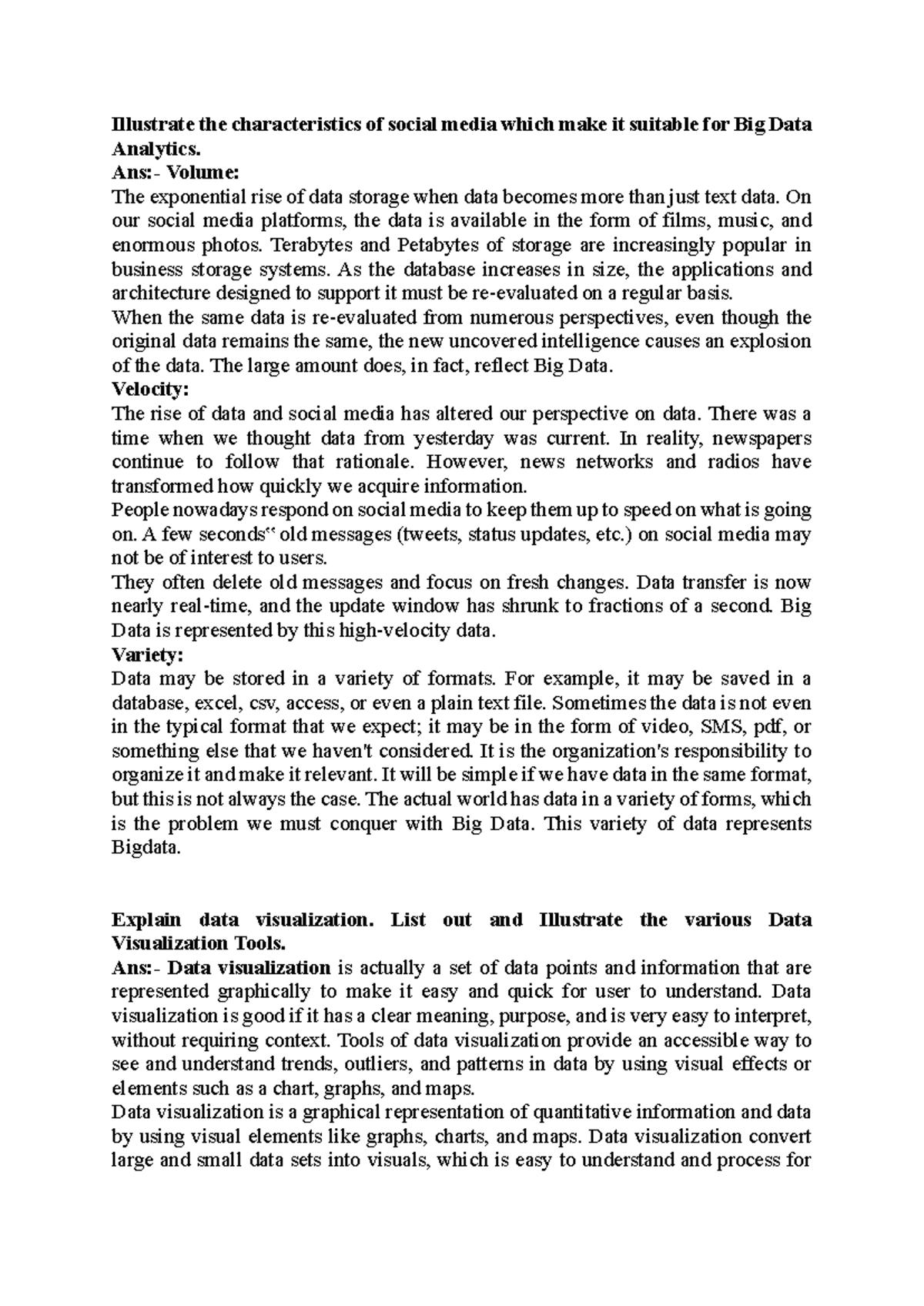 Big Data - big data notes - Illustrate the characteristics of social ...