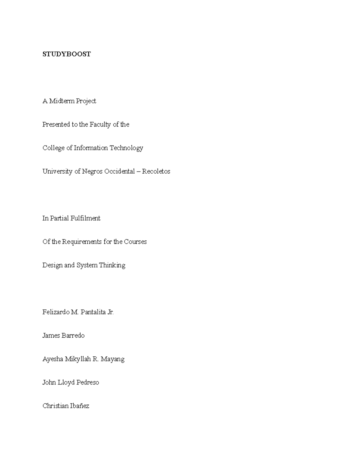 Study Boost CIT11813 X-Section Midterm Project - STUDYBOOST A Midterm ...