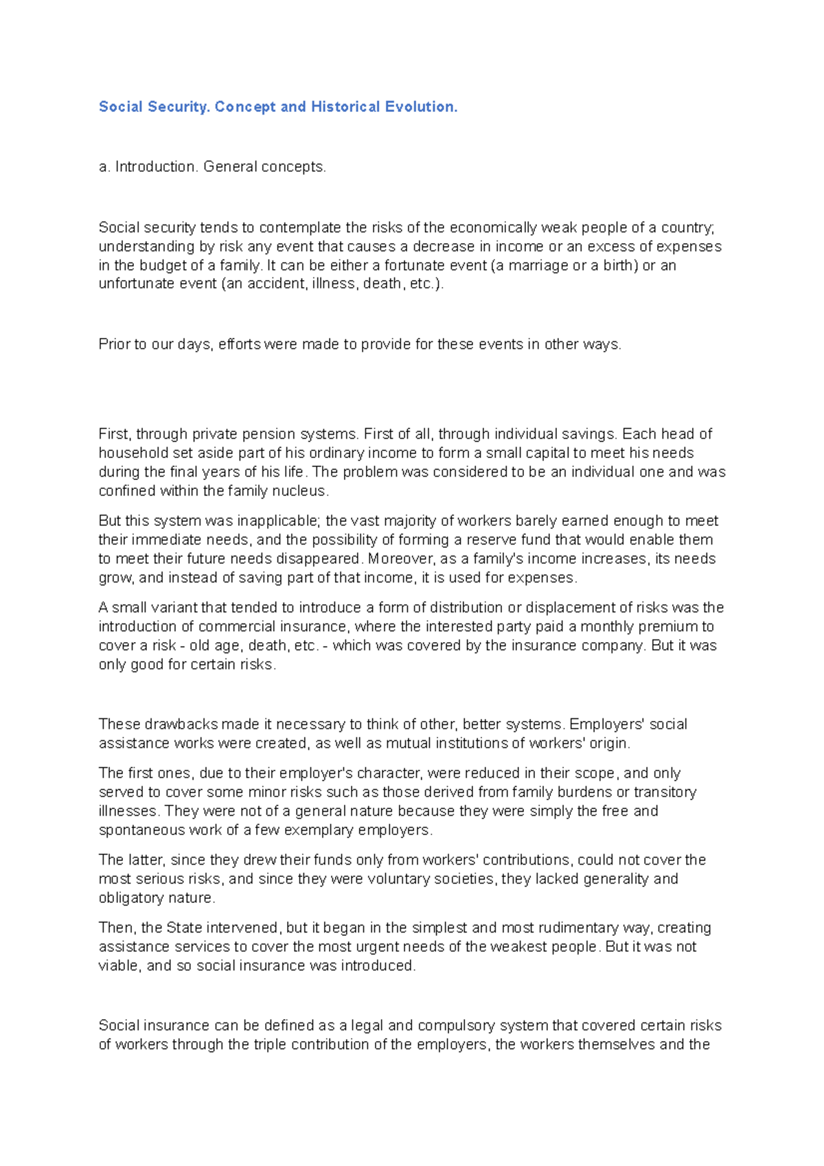 Social Security. Concept and Historical Evolution. 7 - Social Security ...