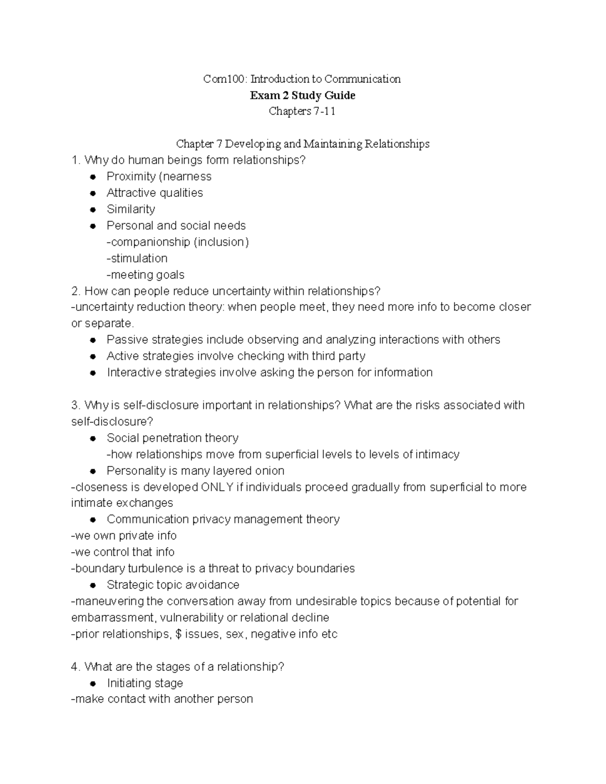 Com100 Introduction to Communication - Passive strategies include ...