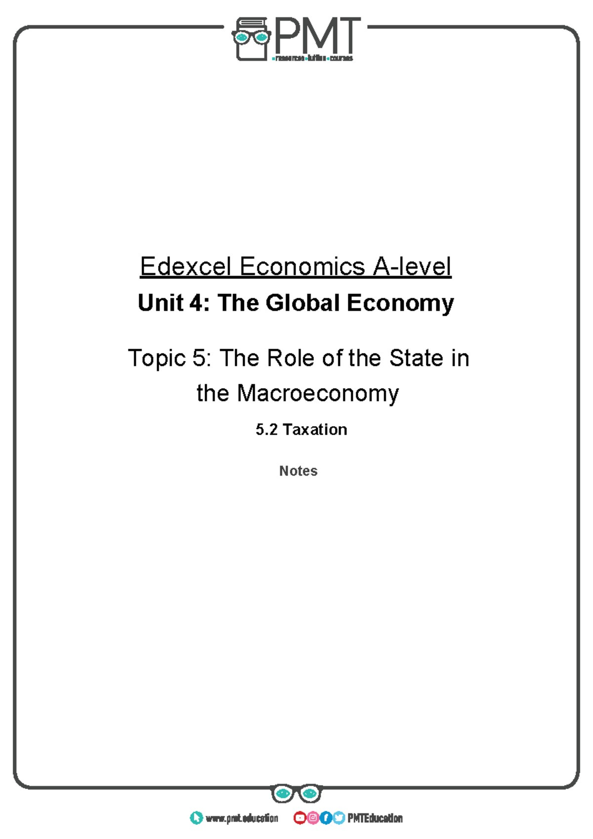 Unit 4 Taxation - Edexcel Economics A-level Unit 4 : The Global Economy ...